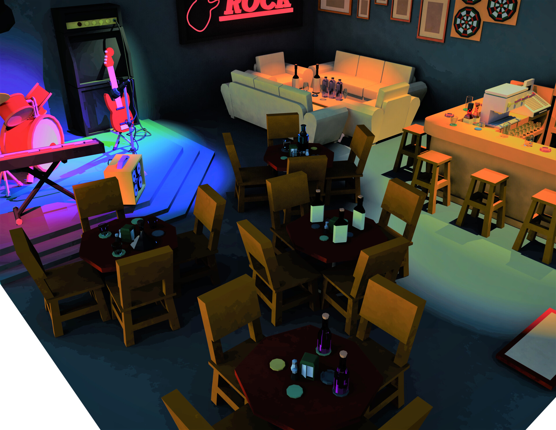 ArtStation - Escenario Low Poly - Bar Rock
