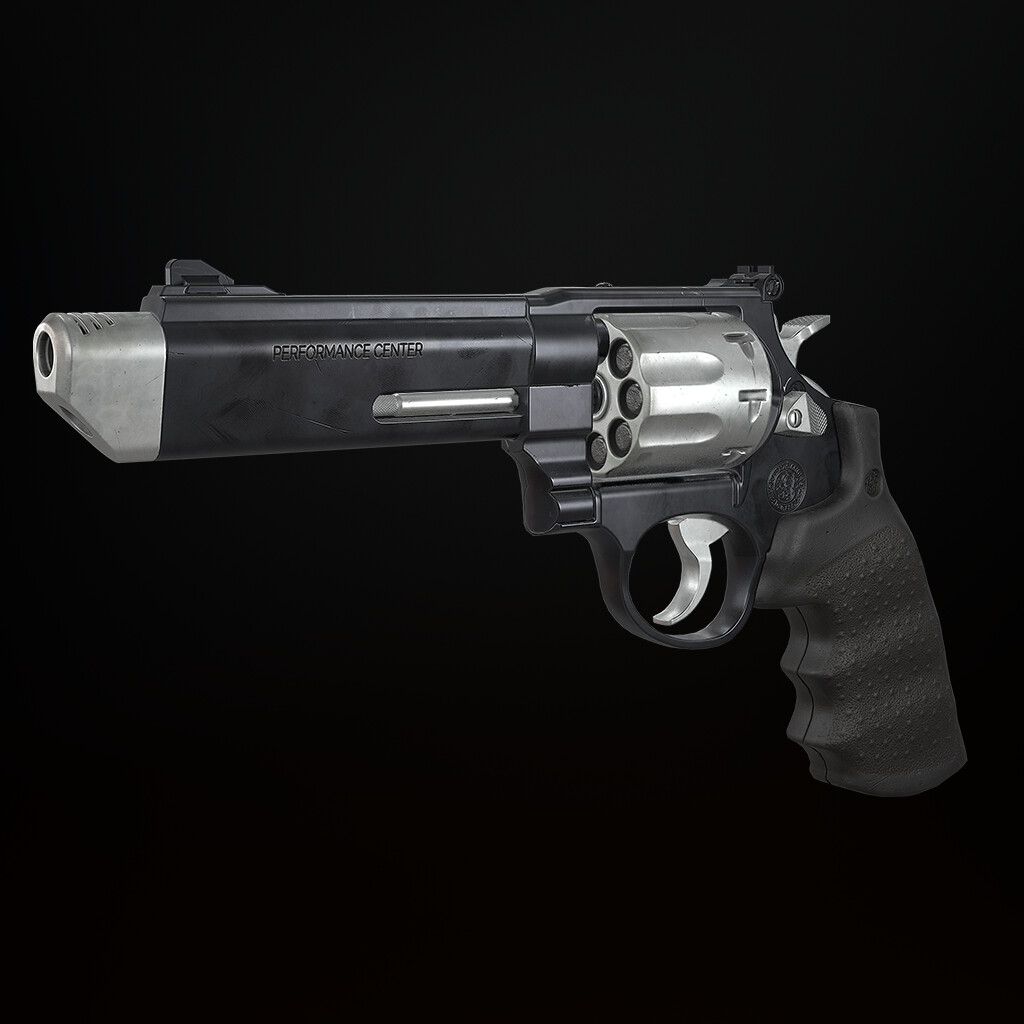 ArtStation - Smith & Wesson 627 V-Comp revolver game ready asset