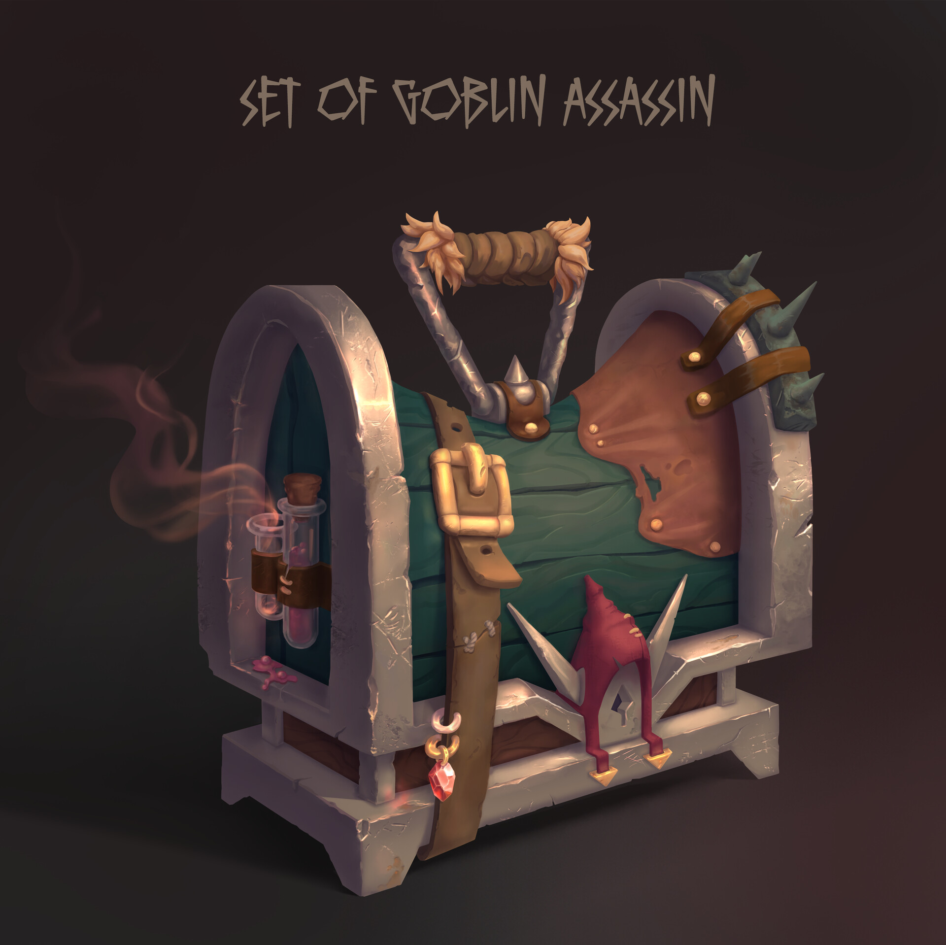 ArtStation - Chest and props of Goblin assassin