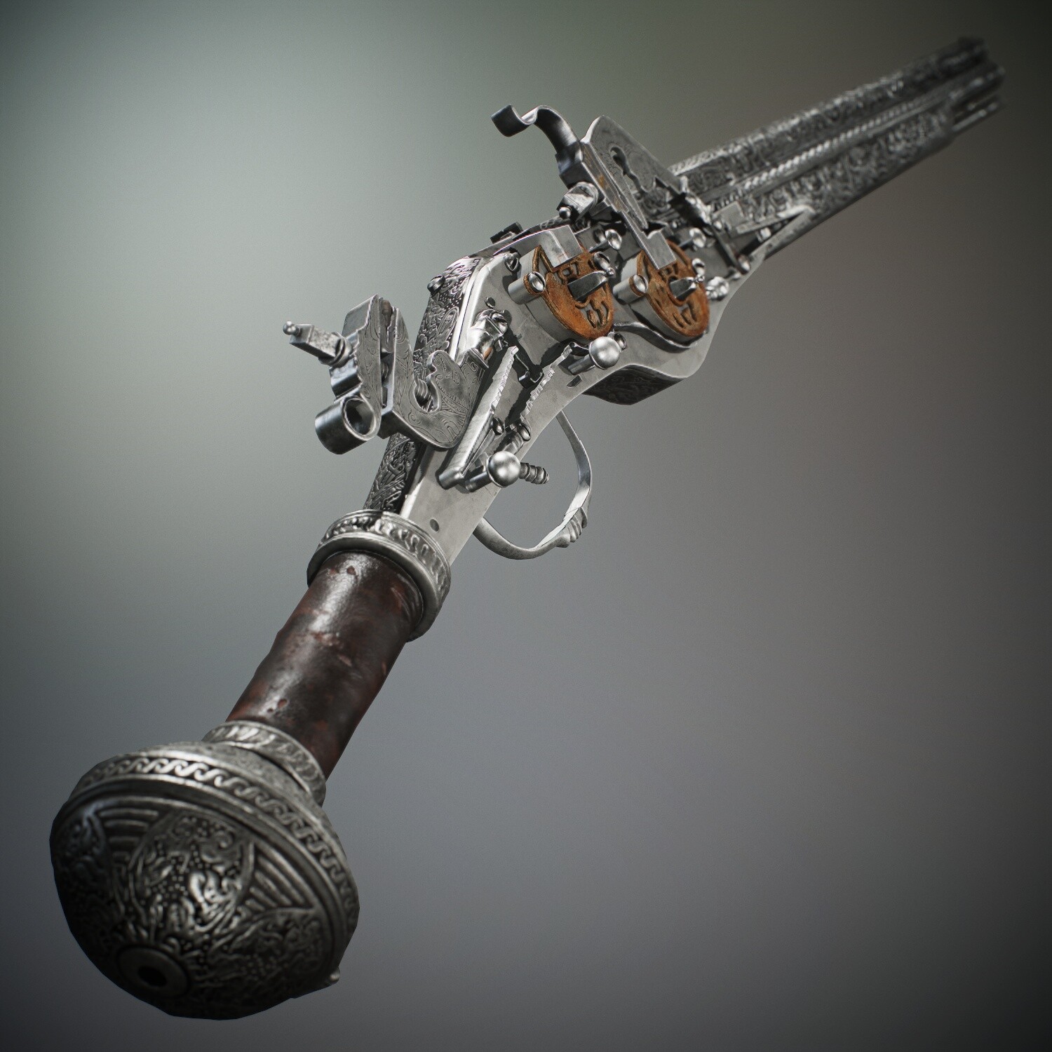 ArtStation - Double Barreled Wheellock Pistol - Game Ready