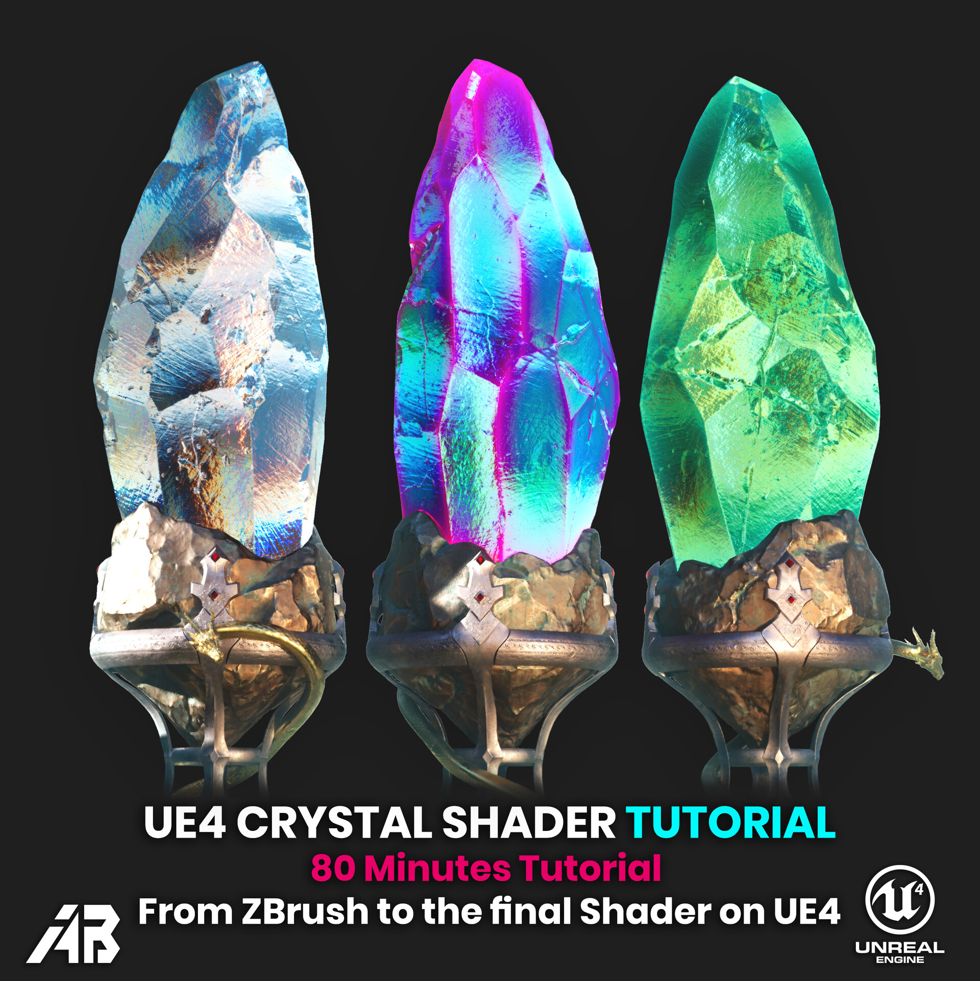 ArtStation - [Tutorial] UE4 Crystal Shader Creation - From ZBrush to the final shader on UE4