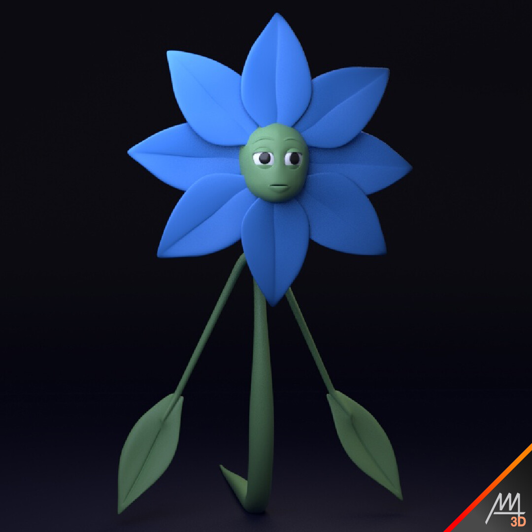 ArtStation - Cartoon Blue Fower #2