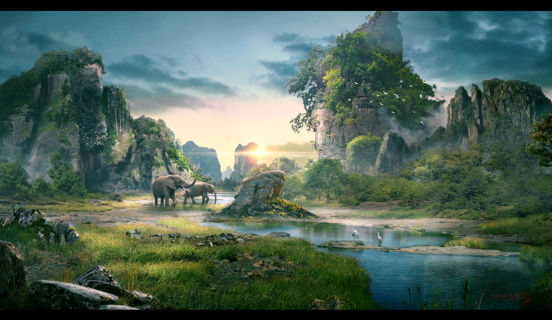 ArtStation - ''Mountains Forest" (digital matte painting)