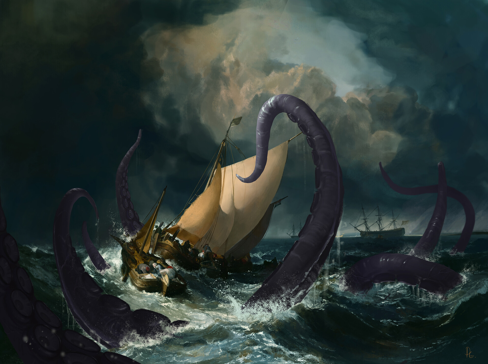 ArtStation - Redraw and Personal Recreation of 'Dutch Boats in a Gale ...