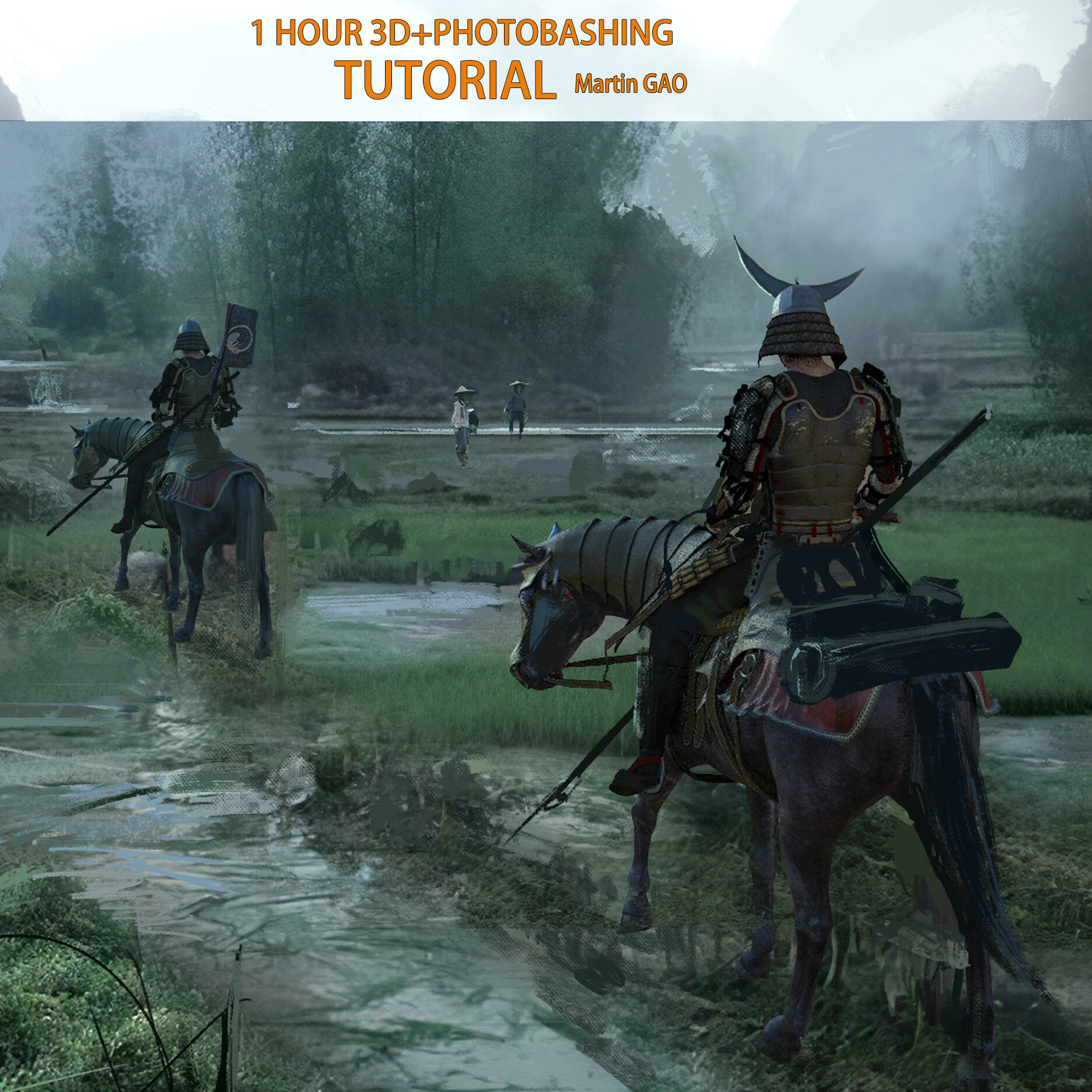 ArtStation - JAPANESE SAMURAI NATURAL SCENE 3D+PHOTOBASHING TUTORIAL