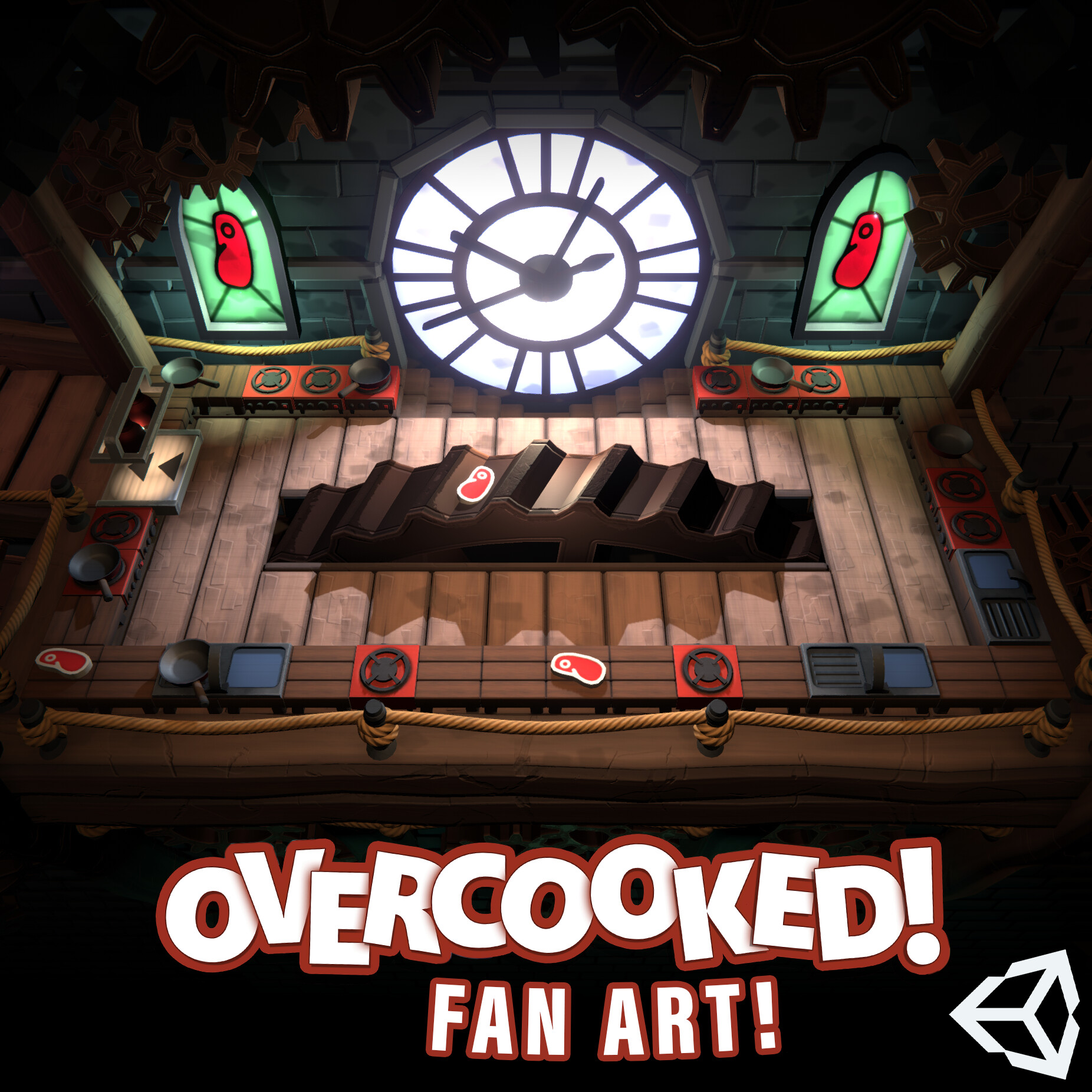 ArtStation - Overcooked! Clocktower Fan Art in Unity, Gustav Nilsson