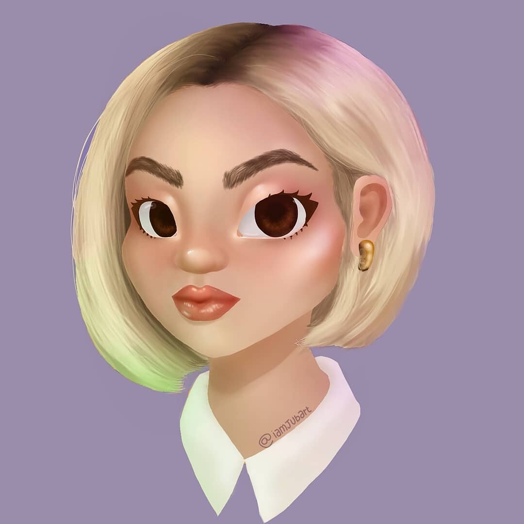 ArtStation - Ilustration portrait, cartoon semi-realism girl