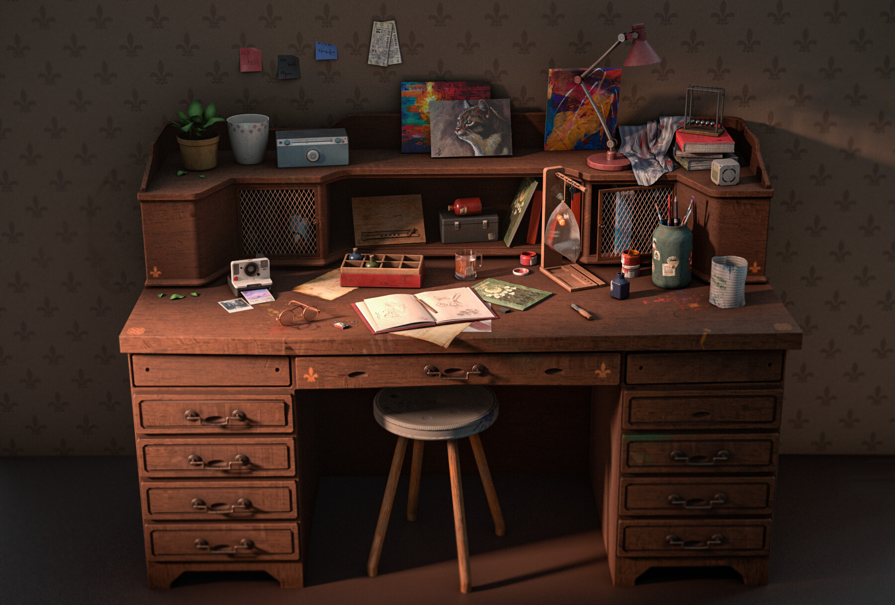 ArtStation - Still life - /Fish study on desk/