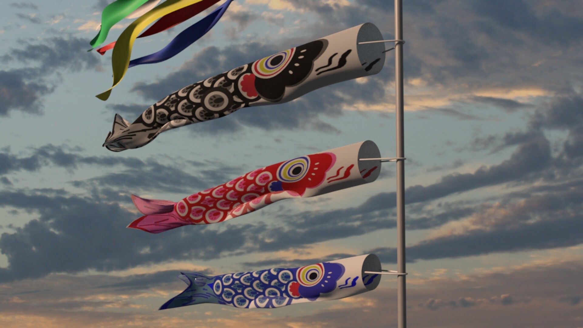 ArtStation - Koinobori (Carp Flags) on Children's Day Morning