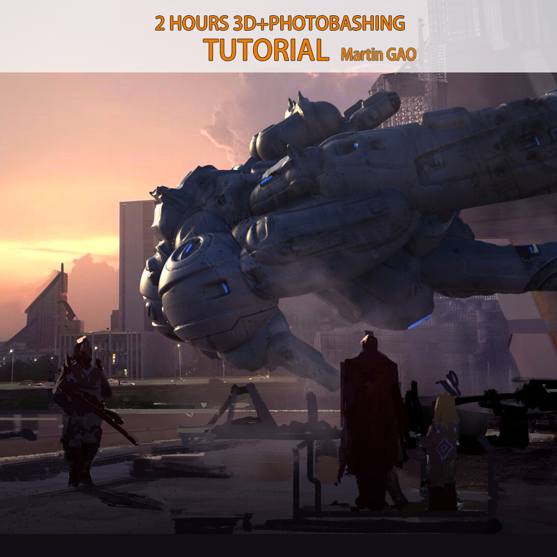 ArtStation - 2 HOURS 3D+PHOTOBASHING SCENE TUTORIAL