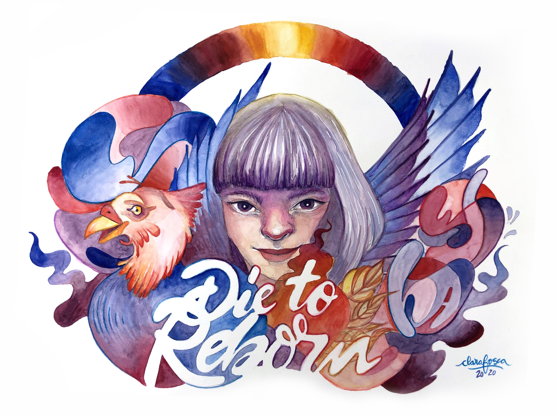 ArtStation - Die to Reborn, watercolour on paper