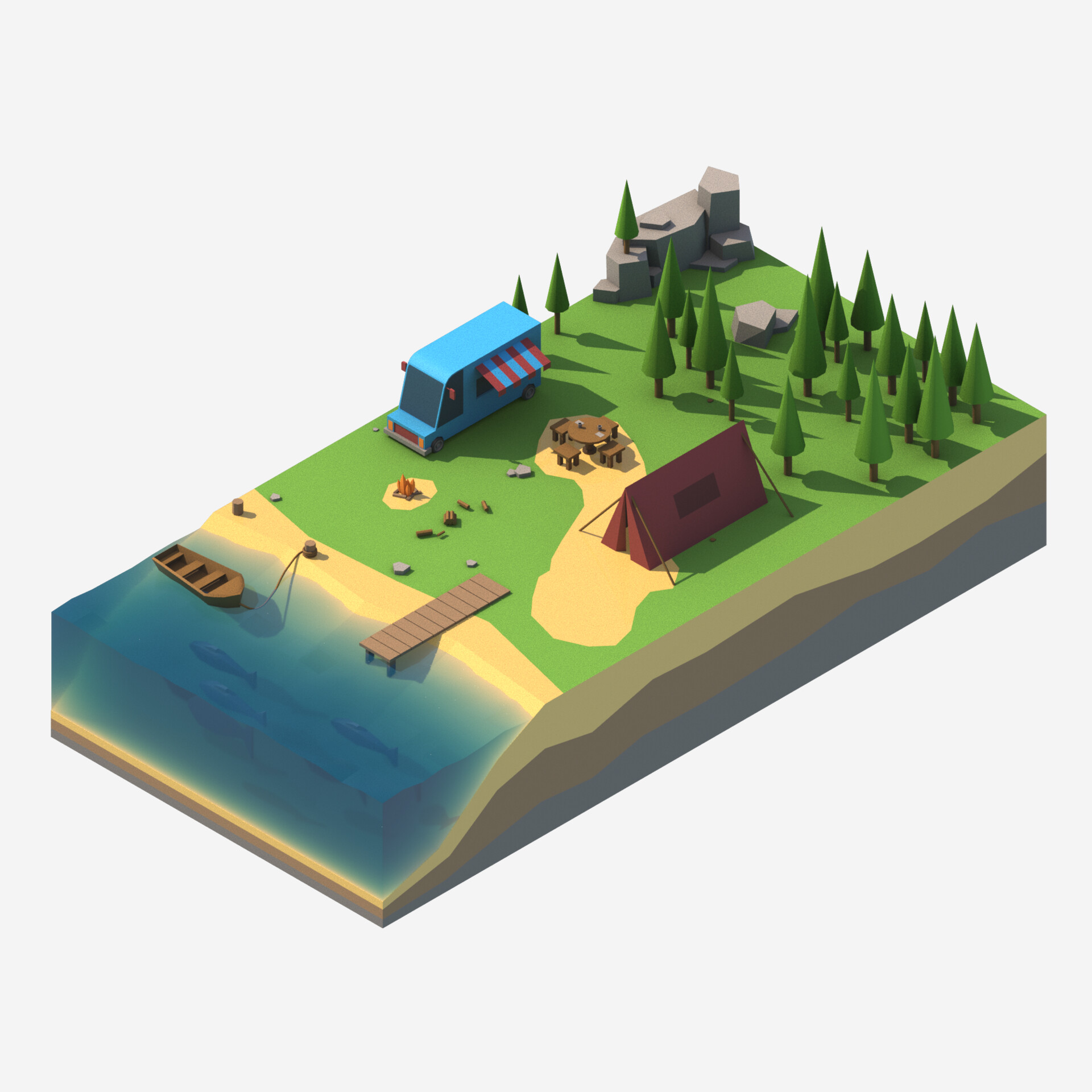 ArtStation - Isometric Camping Scene