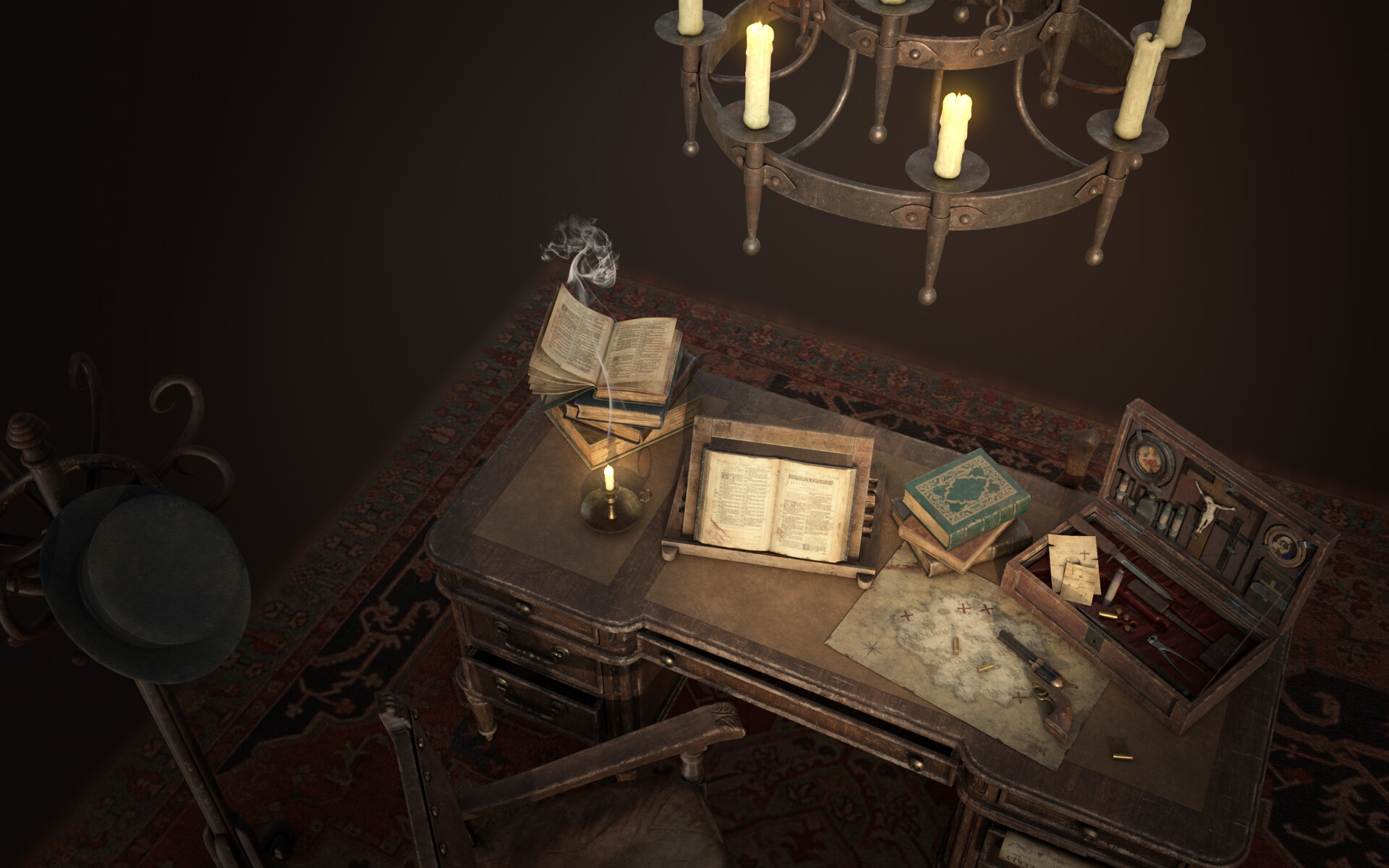 ArtStation - A Vampire Hunter's desk