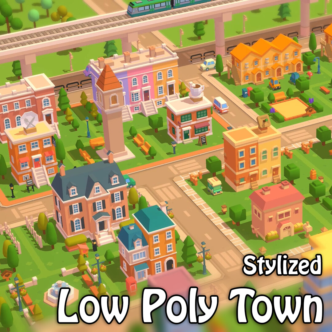 ArtStation - Stylized low poly town
