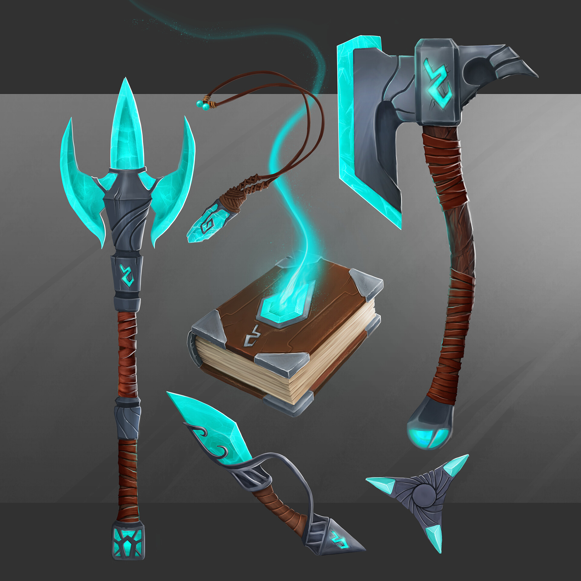 ArtStation - Blue stone weapons and guidebook
