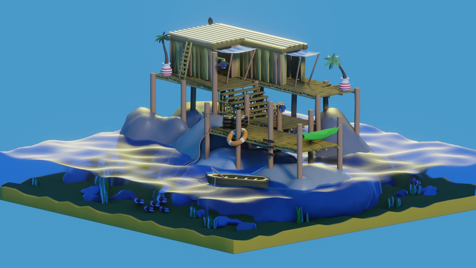ArtStation - Private Beach Shack (Blender 2.8)