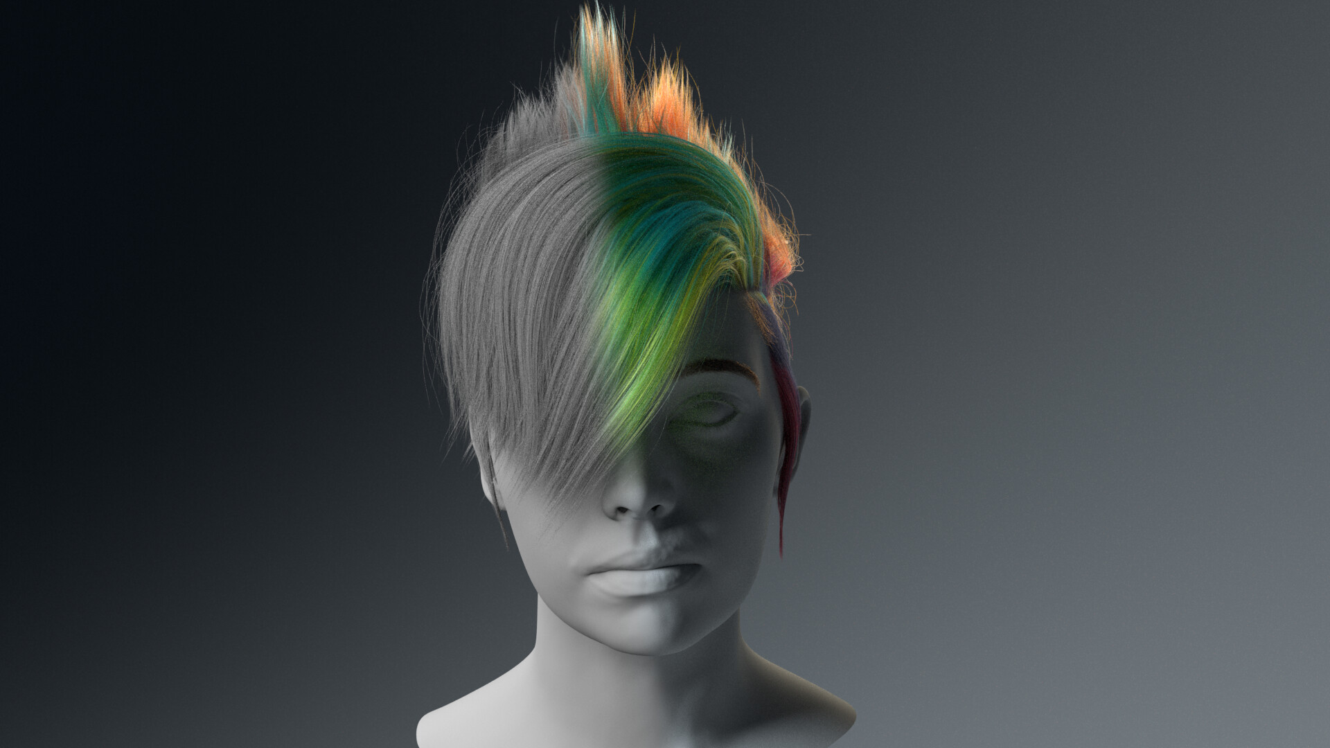 ArtStation - Rainbow Punk Hairstyle