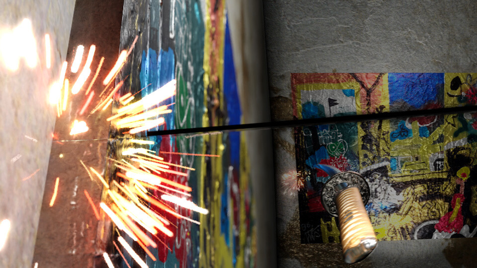 ArtStation - Audio-visual animated katana, cutting a canvas