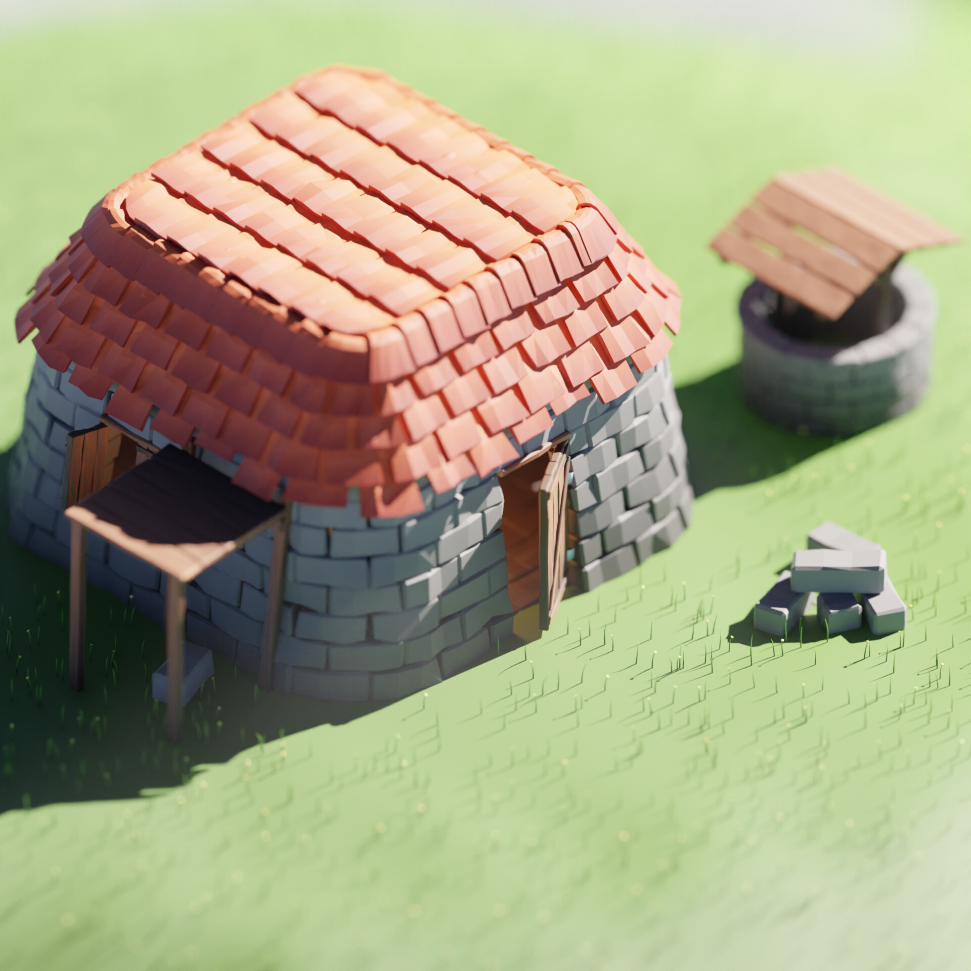 ArtStation - Low Poly Stone House