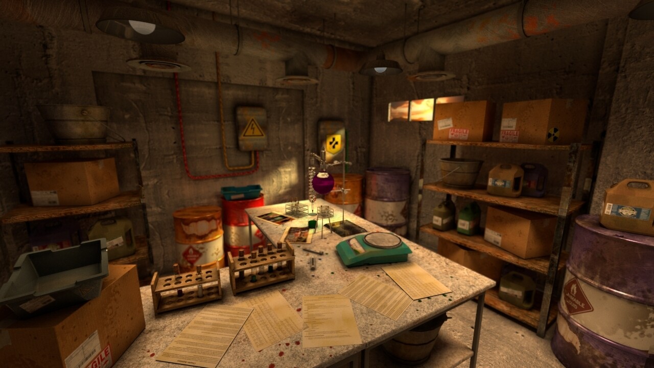 ArtStation - 3D Model Textured Laboratory in Maya using V-Ray (School ...