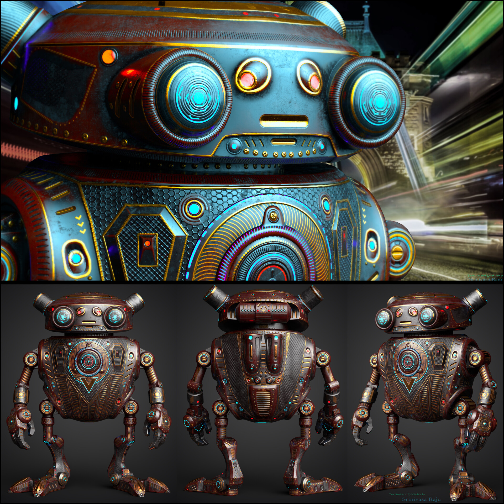 ArtStation - Eddie Robot -Golden Chocolate Texturing and lookdev Project