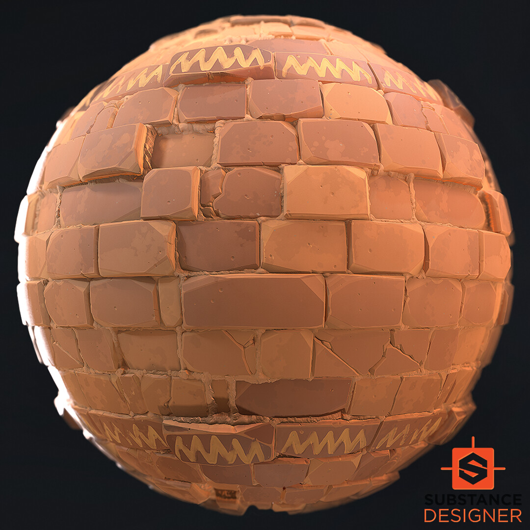 ArtStation - Stylized brick wall
