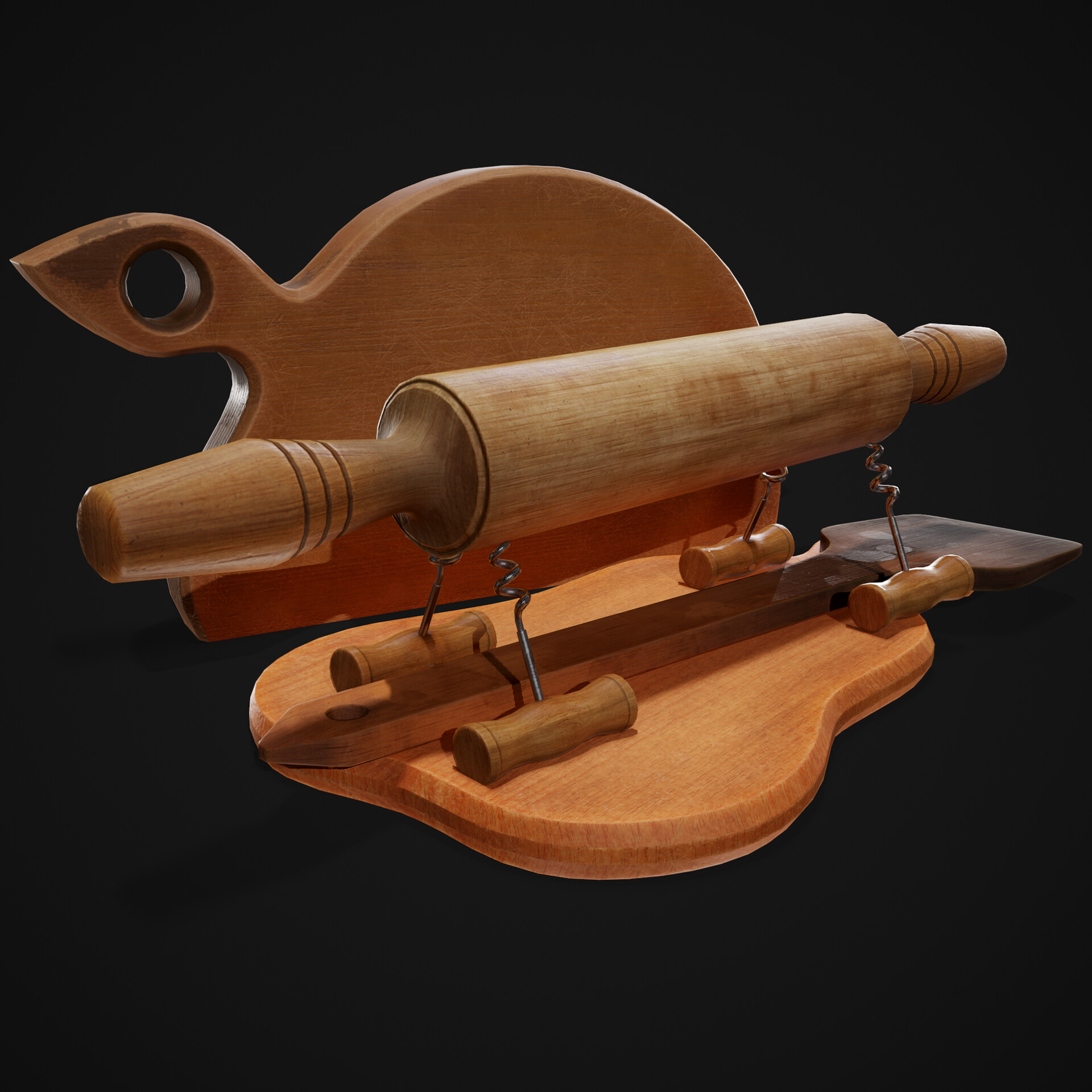 ArtStation - Kitchenware wooden / Lowpoly / Props