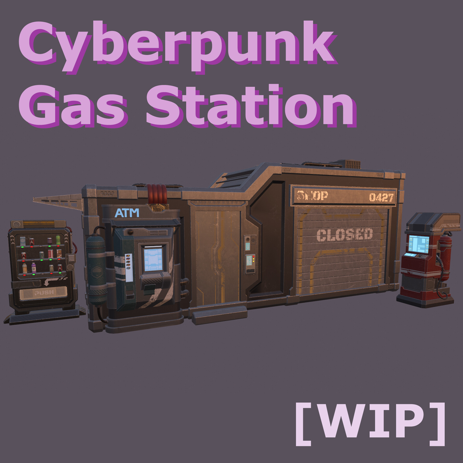 ArtStation - [ WIP ] Cyberpunk Gas Station