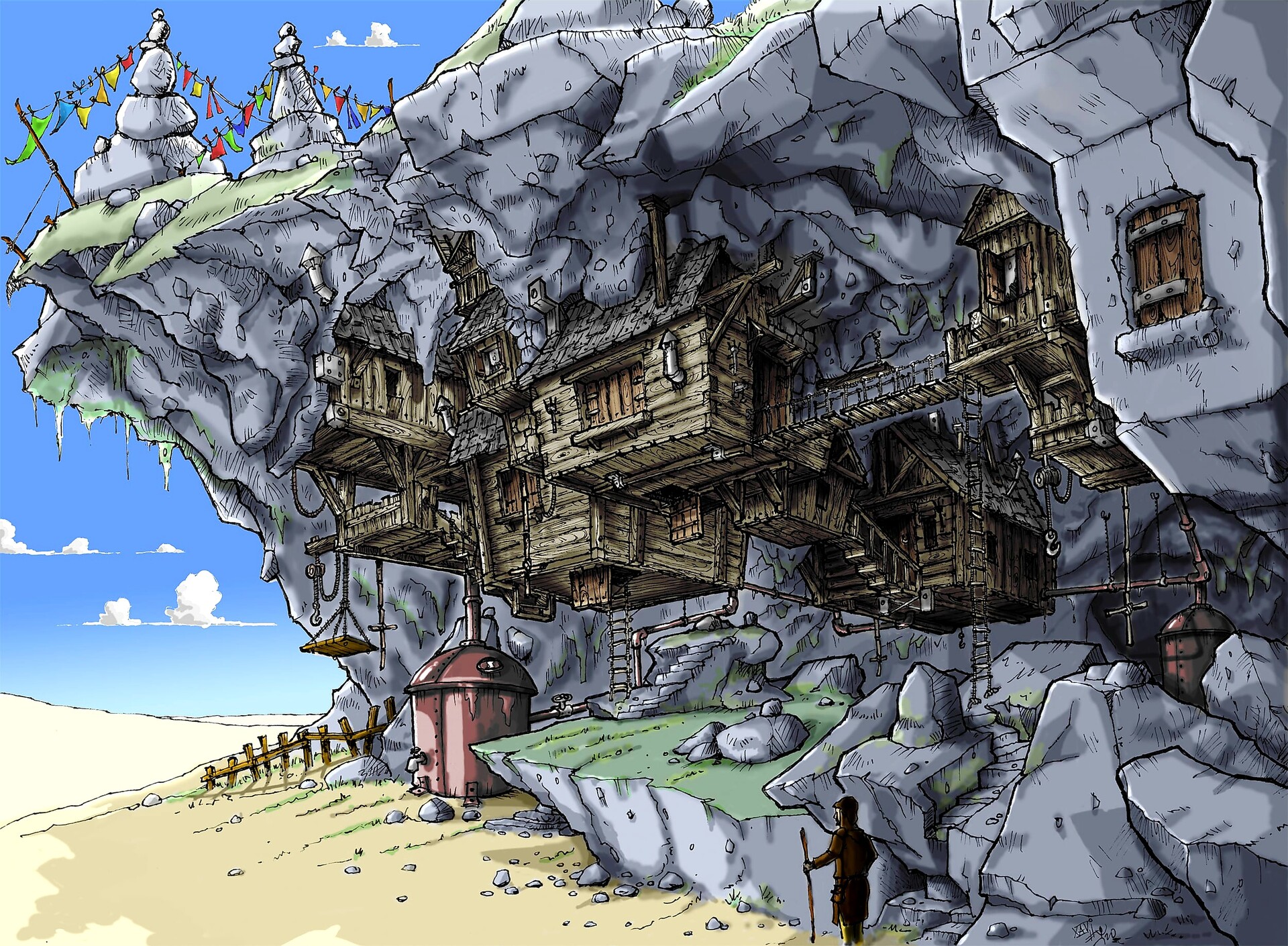 ArtStation - Hanging houses