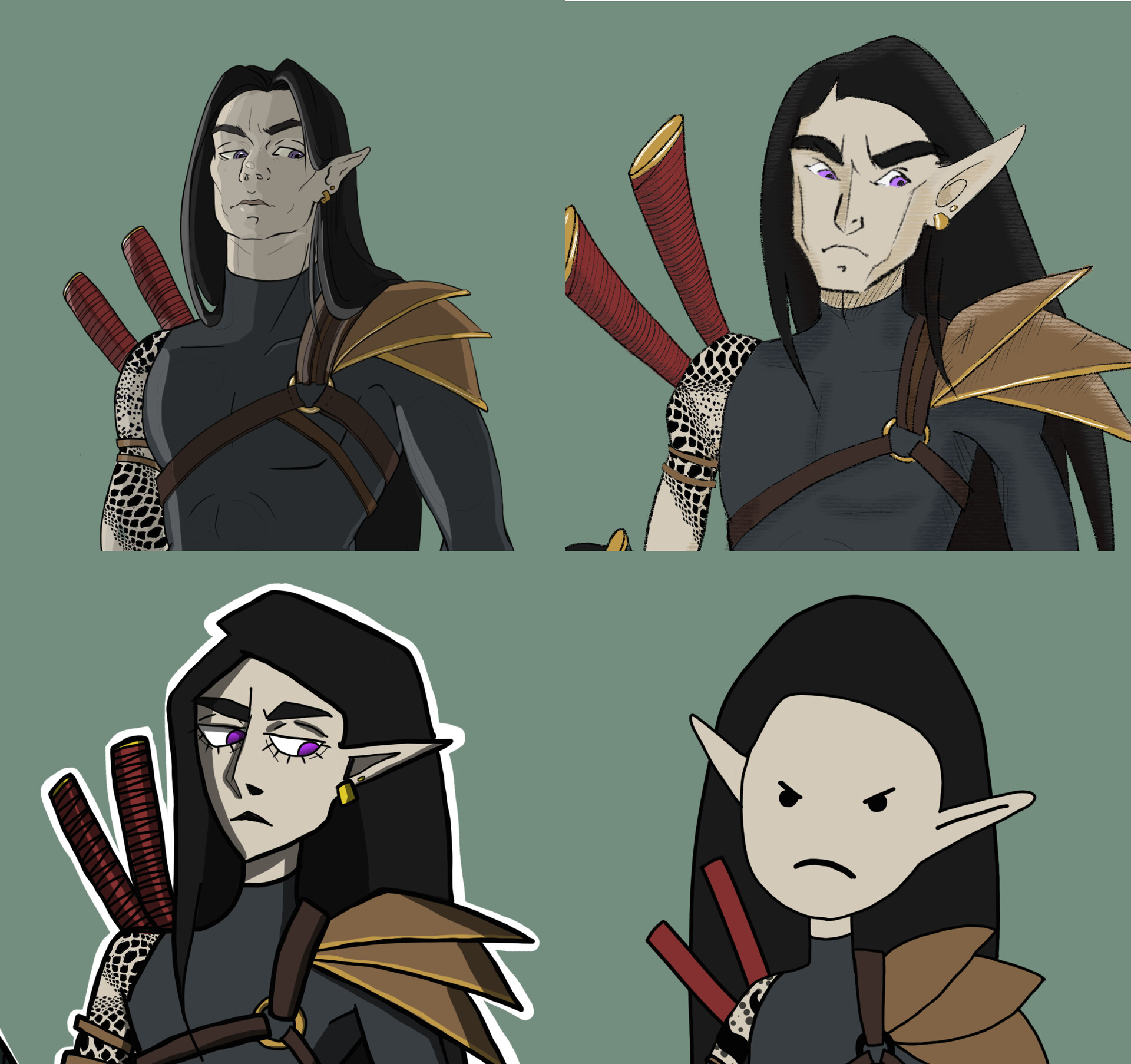 ArtStation - 1 elf 4 styles