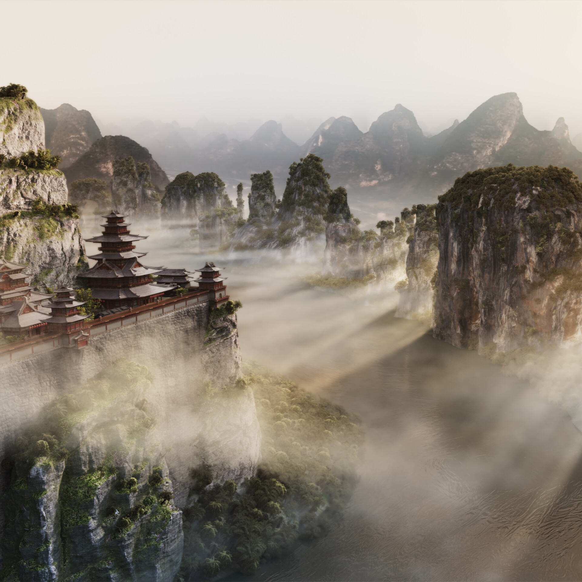 ArtStation - China Cliff Background