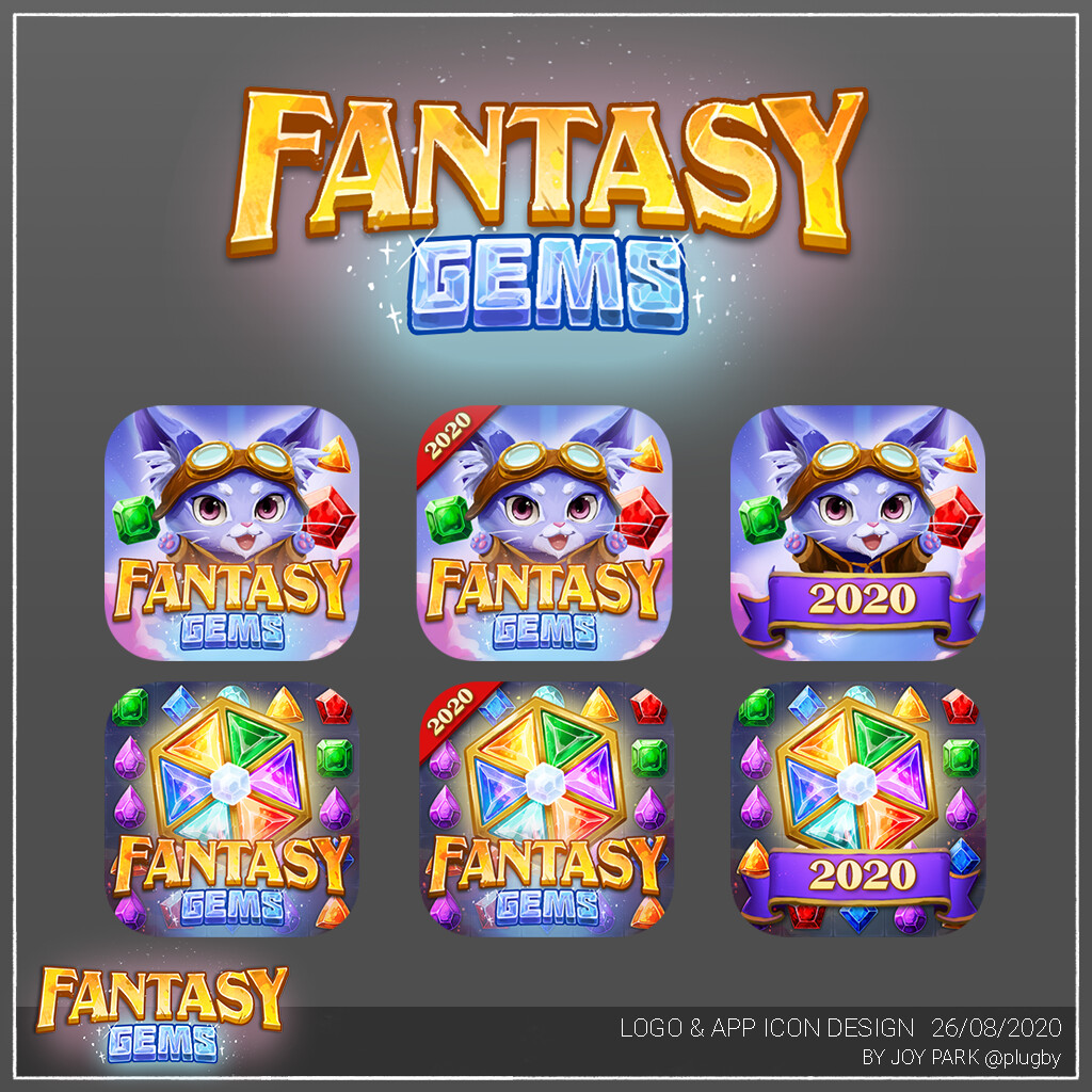 ArtStation - Fantasy Gems - Logo & App Icon & Promotional Images