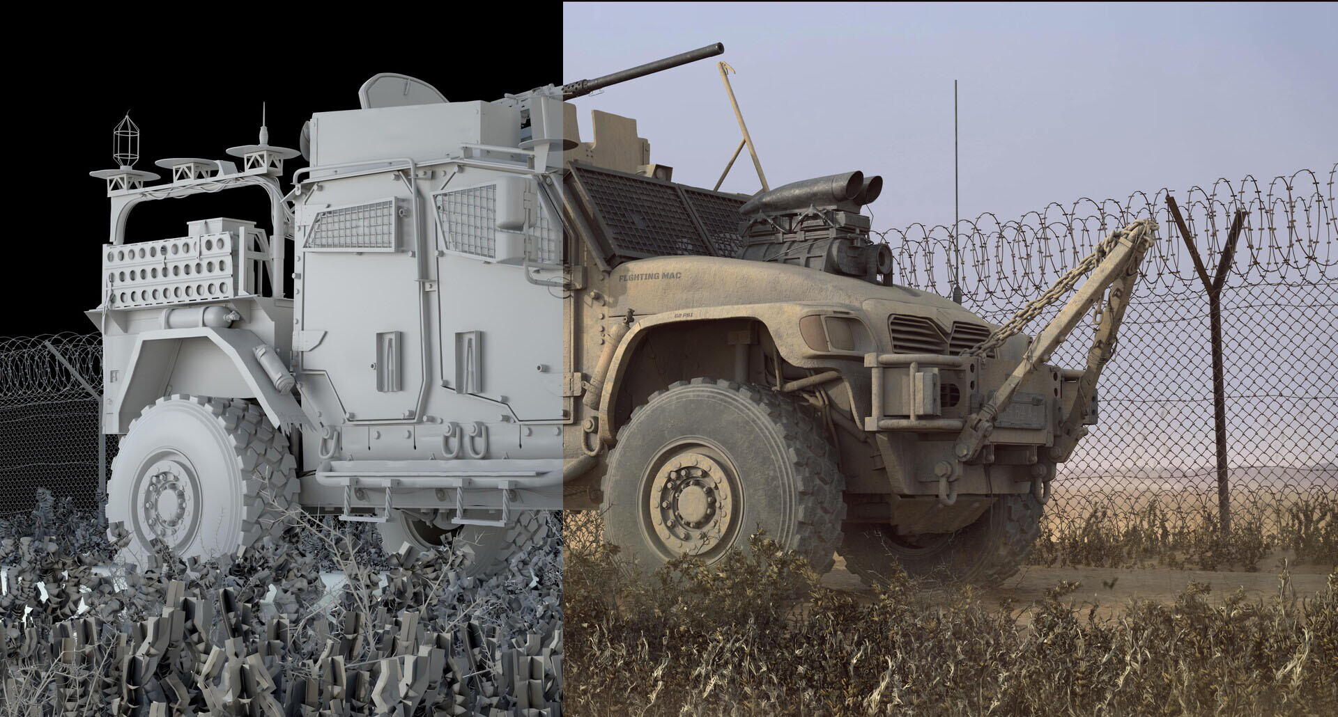 ArtStation - Modified husky protected support vehicle ( Personal work )