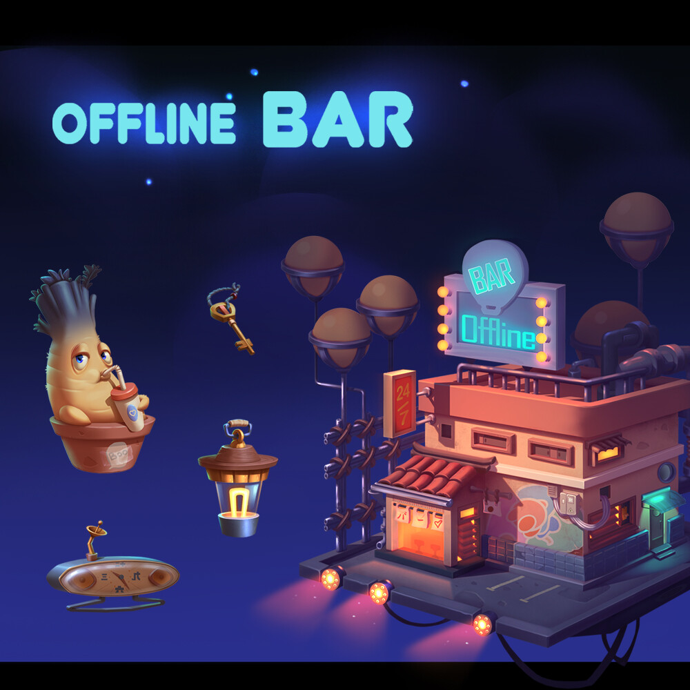 ArtStation - OFFLINE BAR this work was done on the 2d middle course at ...