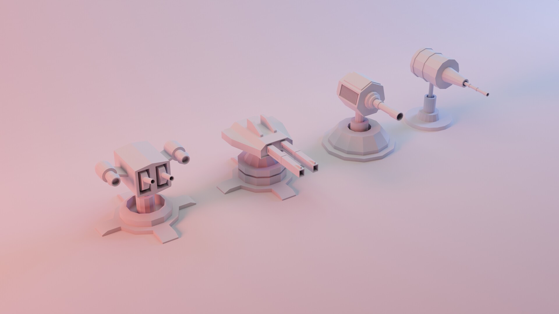 ArtStation - Low Poly Turrets Concept | 3D Modeling