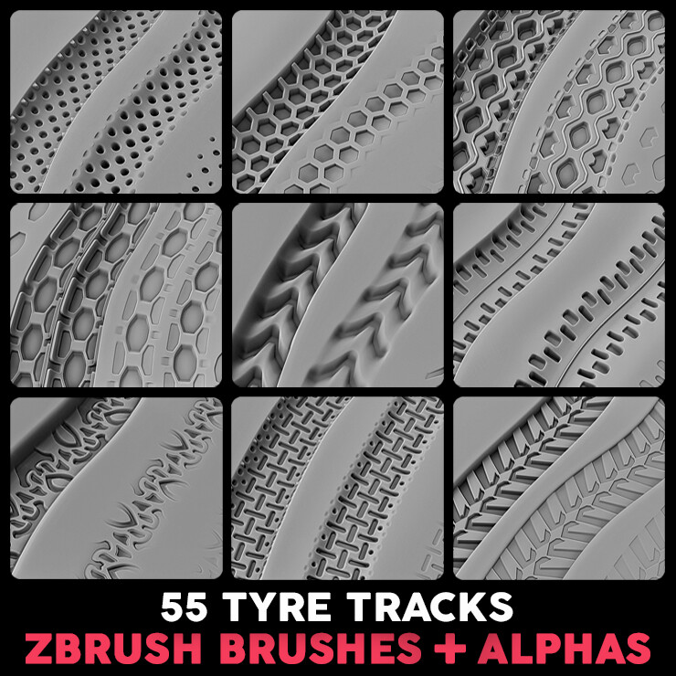 ArtStation - 55 Ultimate Tyre Tracks Pack Vol.1