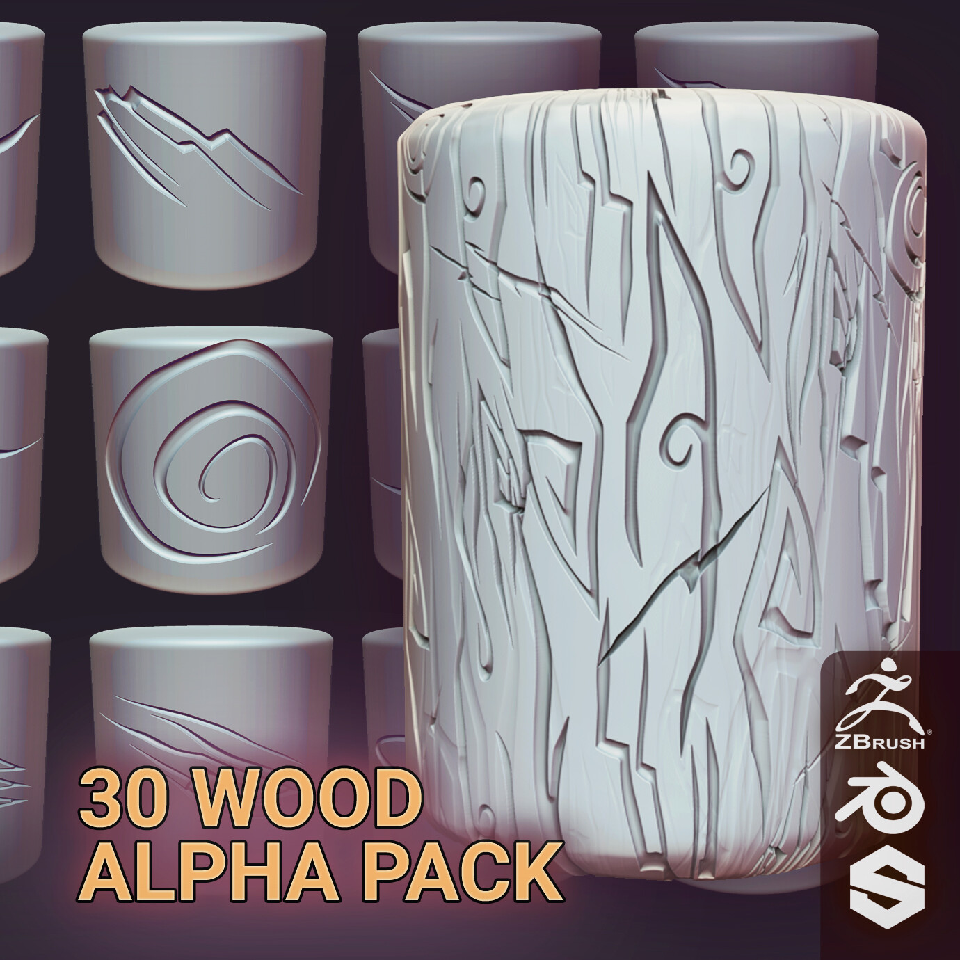 ArtStation - 30 Stylised Clean WOOD (ALPHA PACK) - 5 Styles 150 Alpha ...