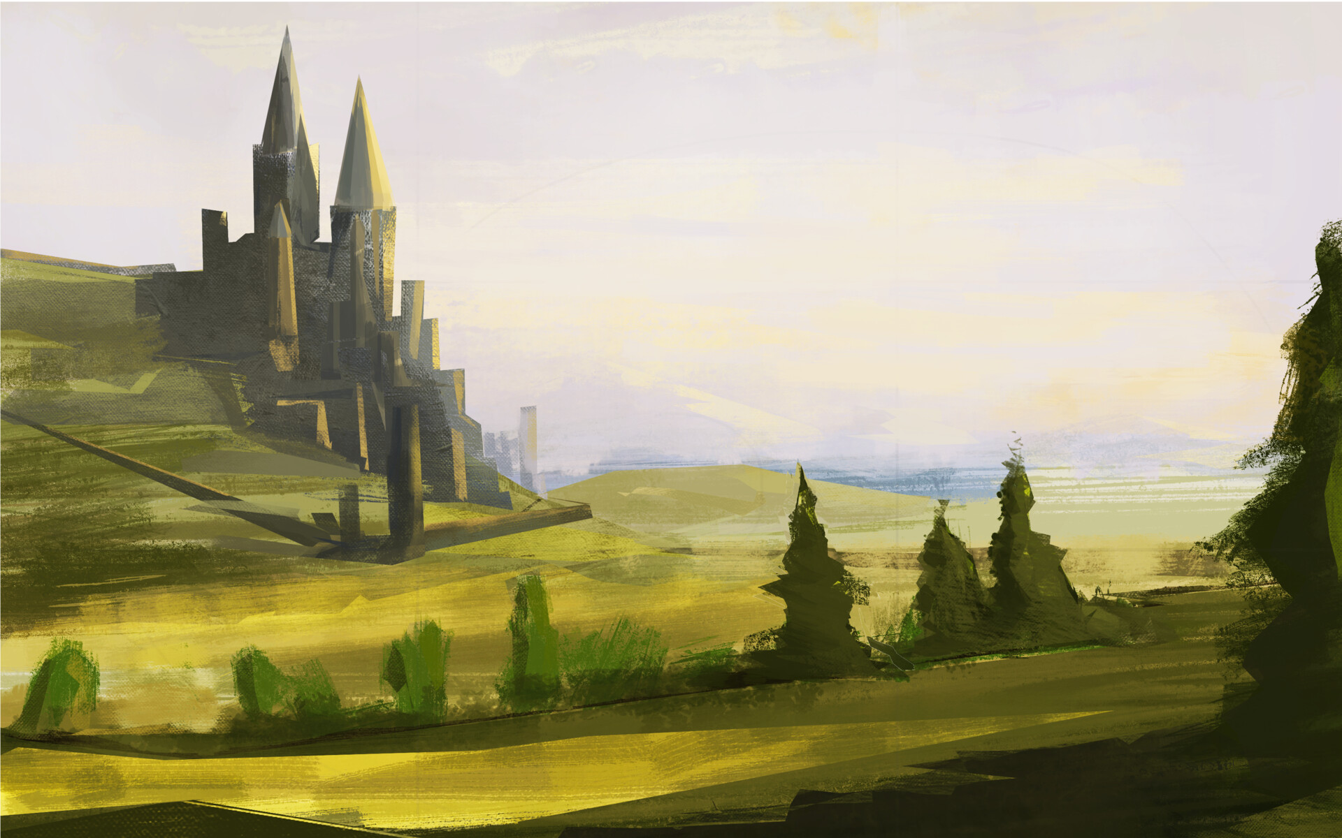 ArtStation - Castle at sunset - sketch 4