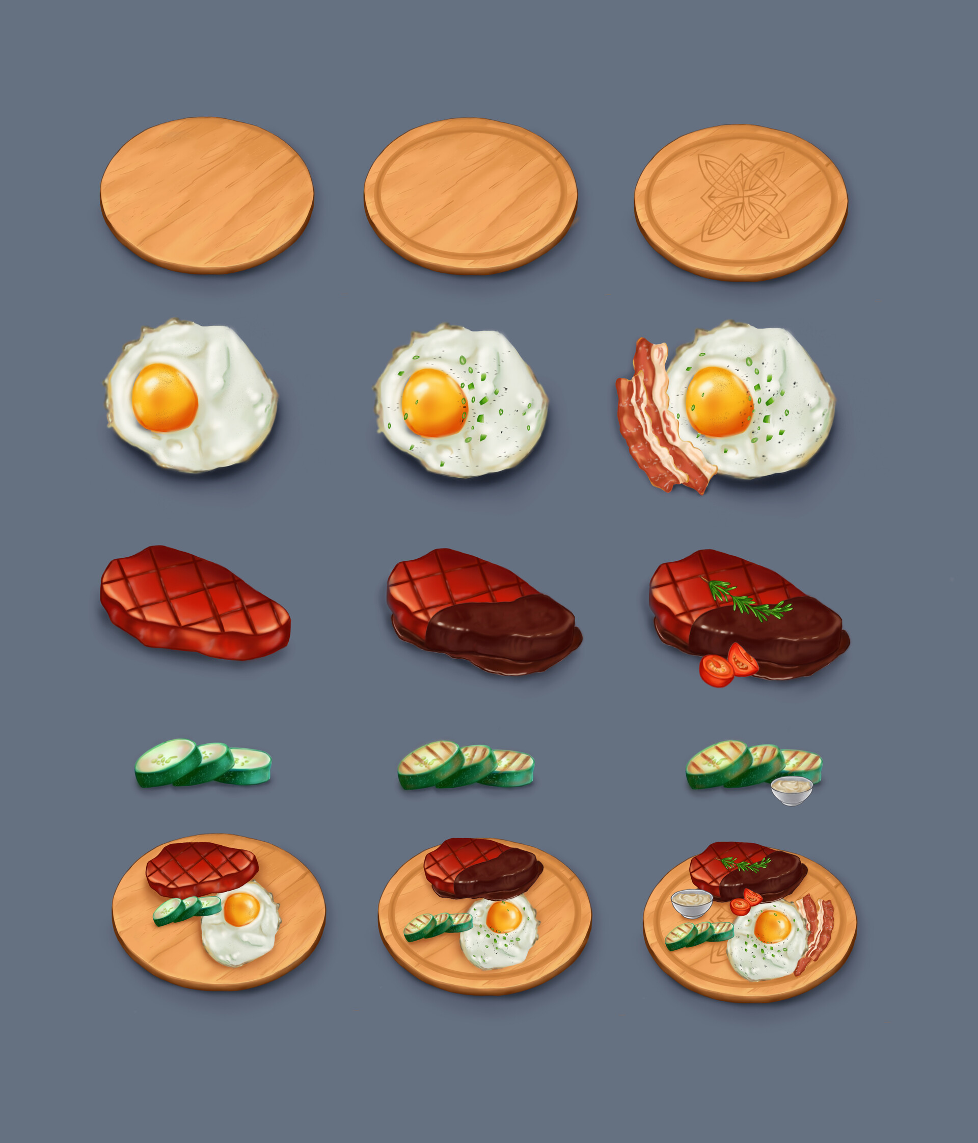 ArtStation - Food for mobile game, Icons foods