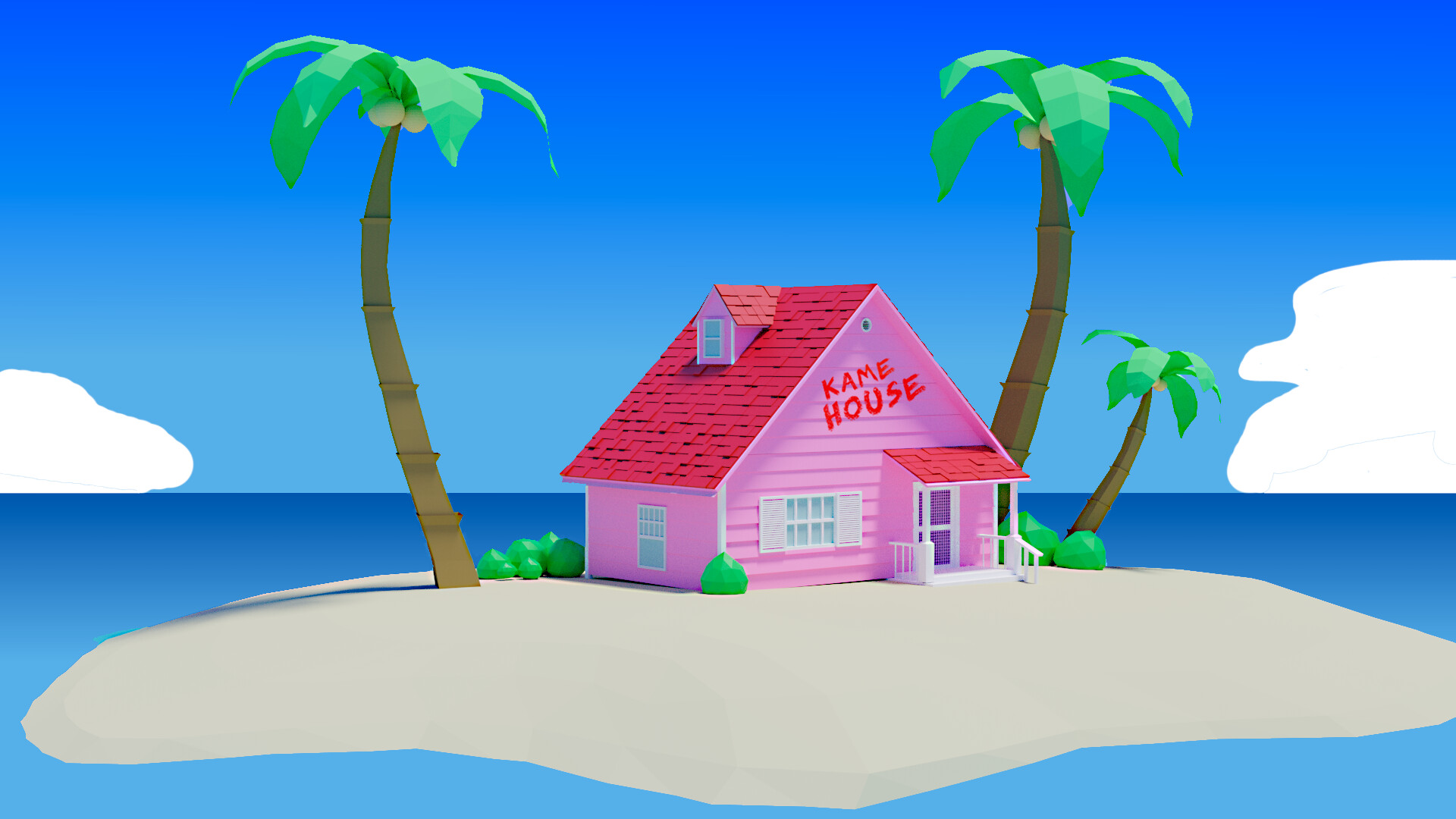 ArtStation - Kame House (Dragon Ball) / Low Poly 3D