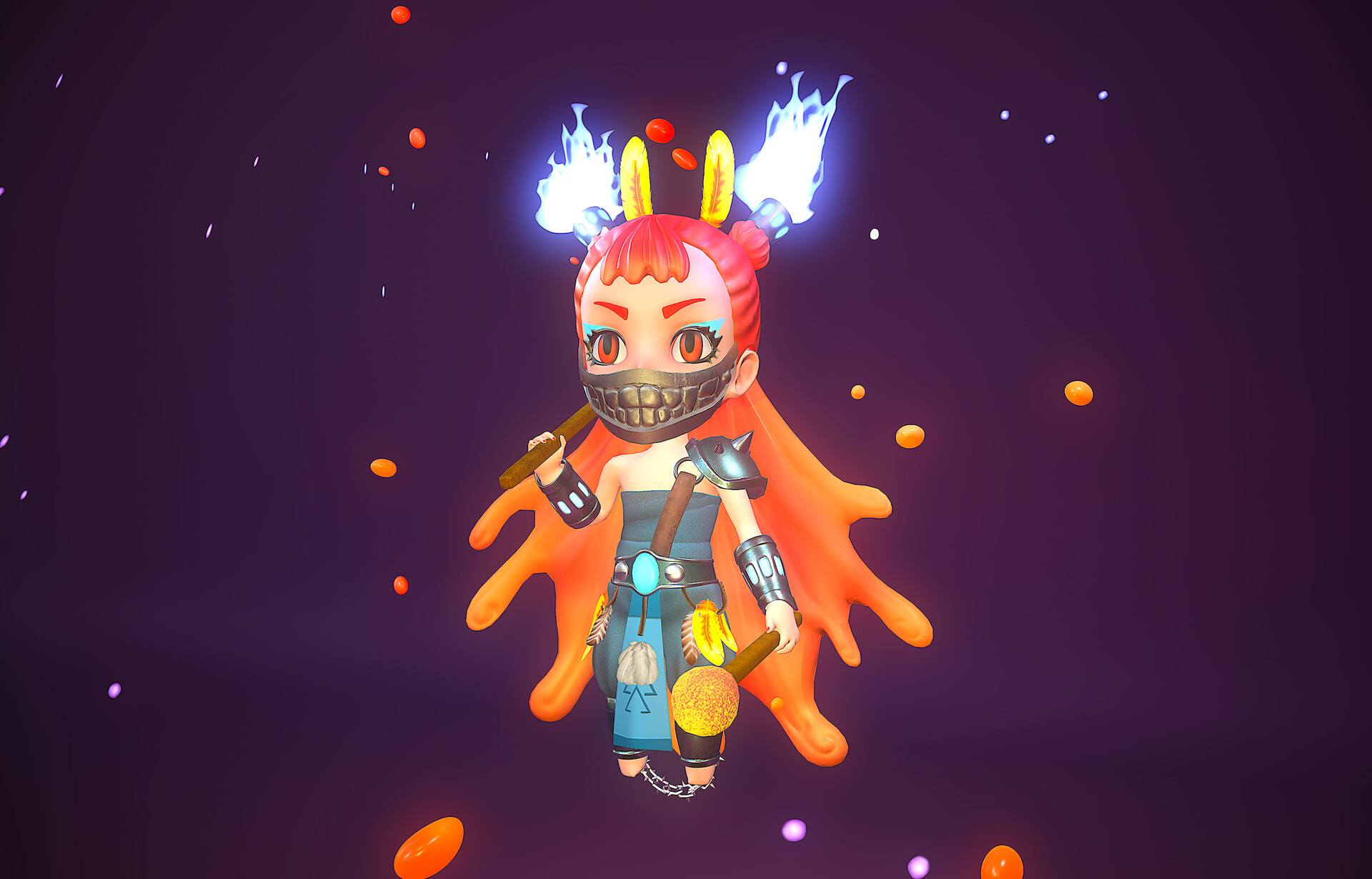 ArtStation - Fire Warrior Chibi Girl