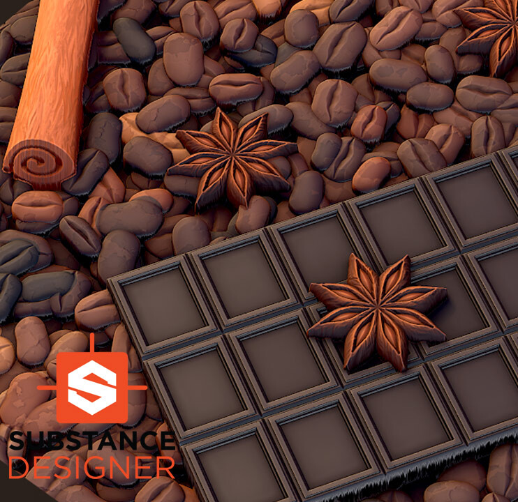 ArtStation - Stylized Beans and Chocolate Material - Substance Designer