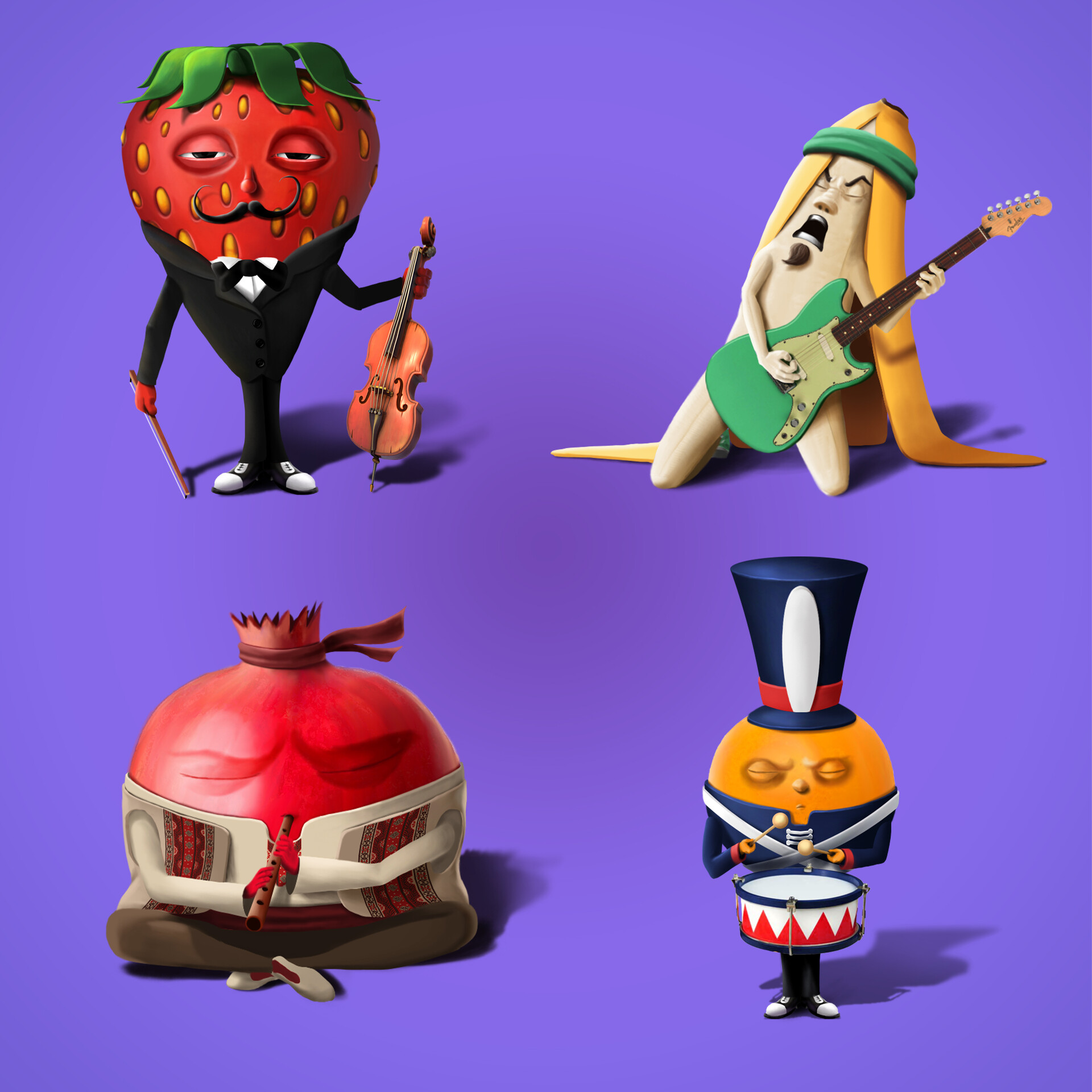 ArtStation - Fruit character designs for natural juices