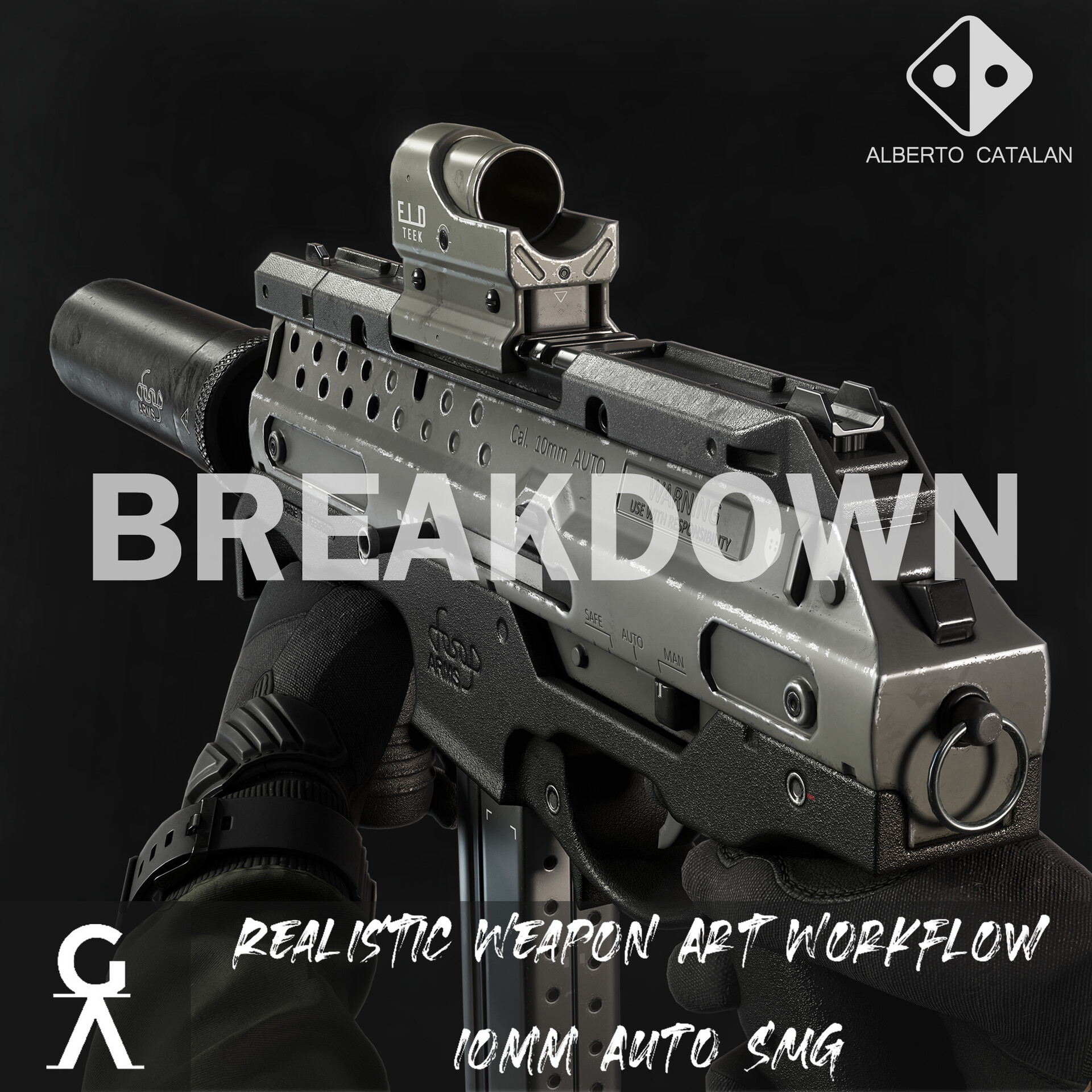 ArtStation - Realistic Weapon Art Workflow – 10mm AUTO SMG