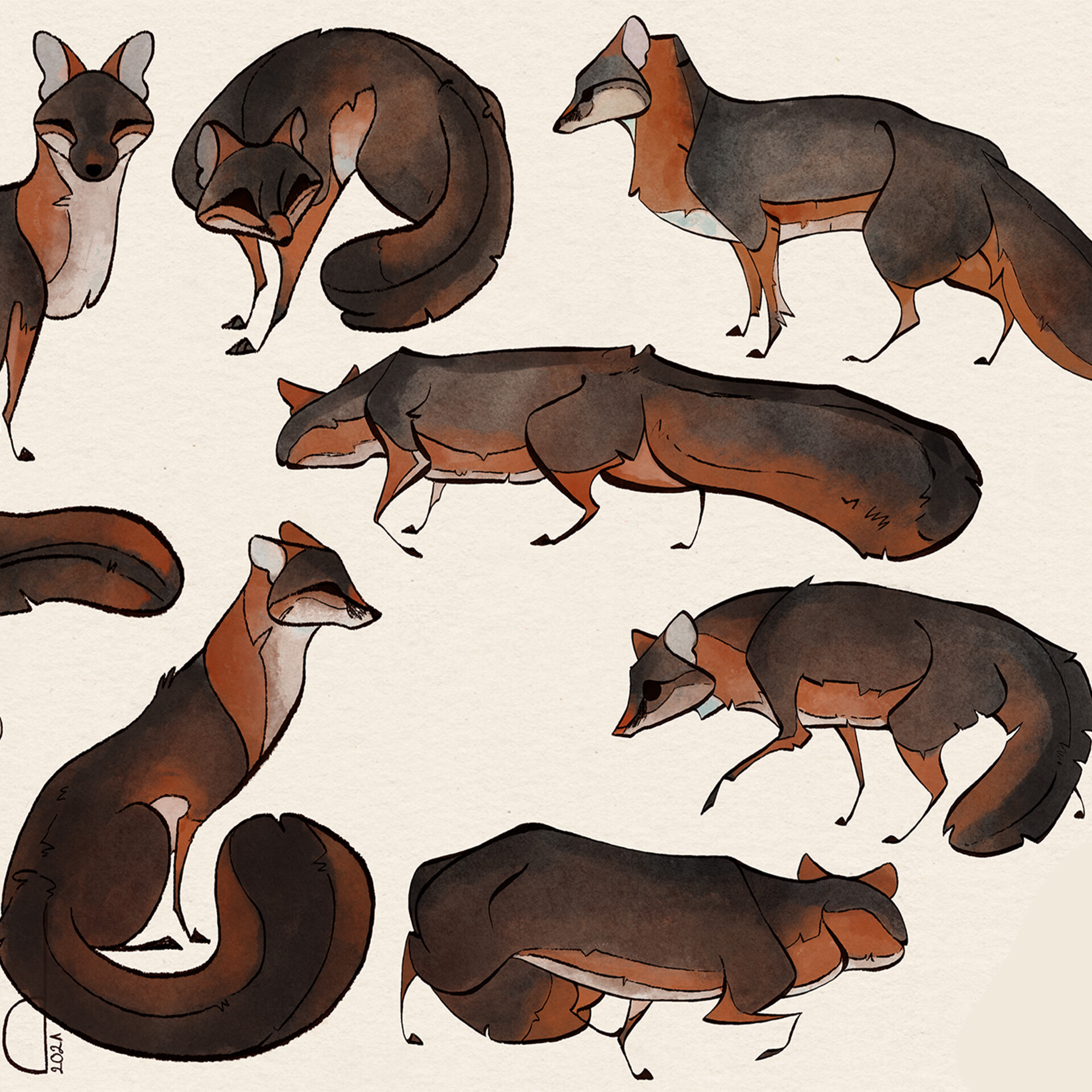 ArtStation - Flowy Grey Foxes