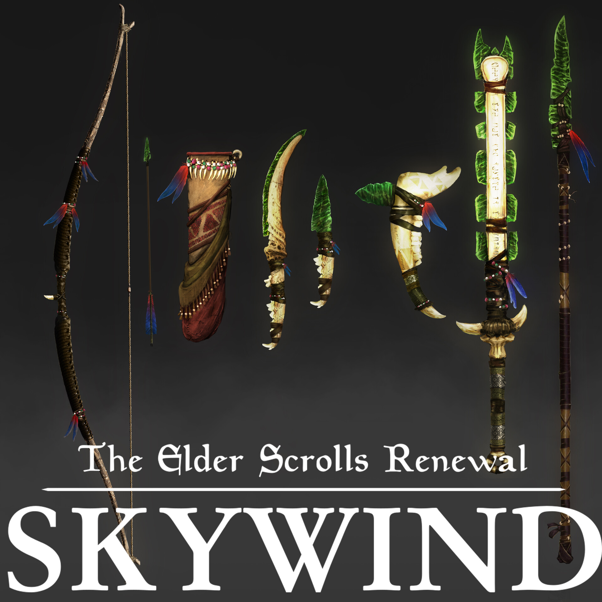 ArtStation - Skywind Ashlander Glass Weapon Set