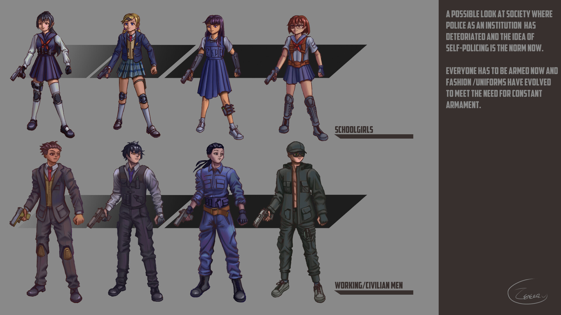 ArtStation - Self-policed society-Normal citizens character sheet