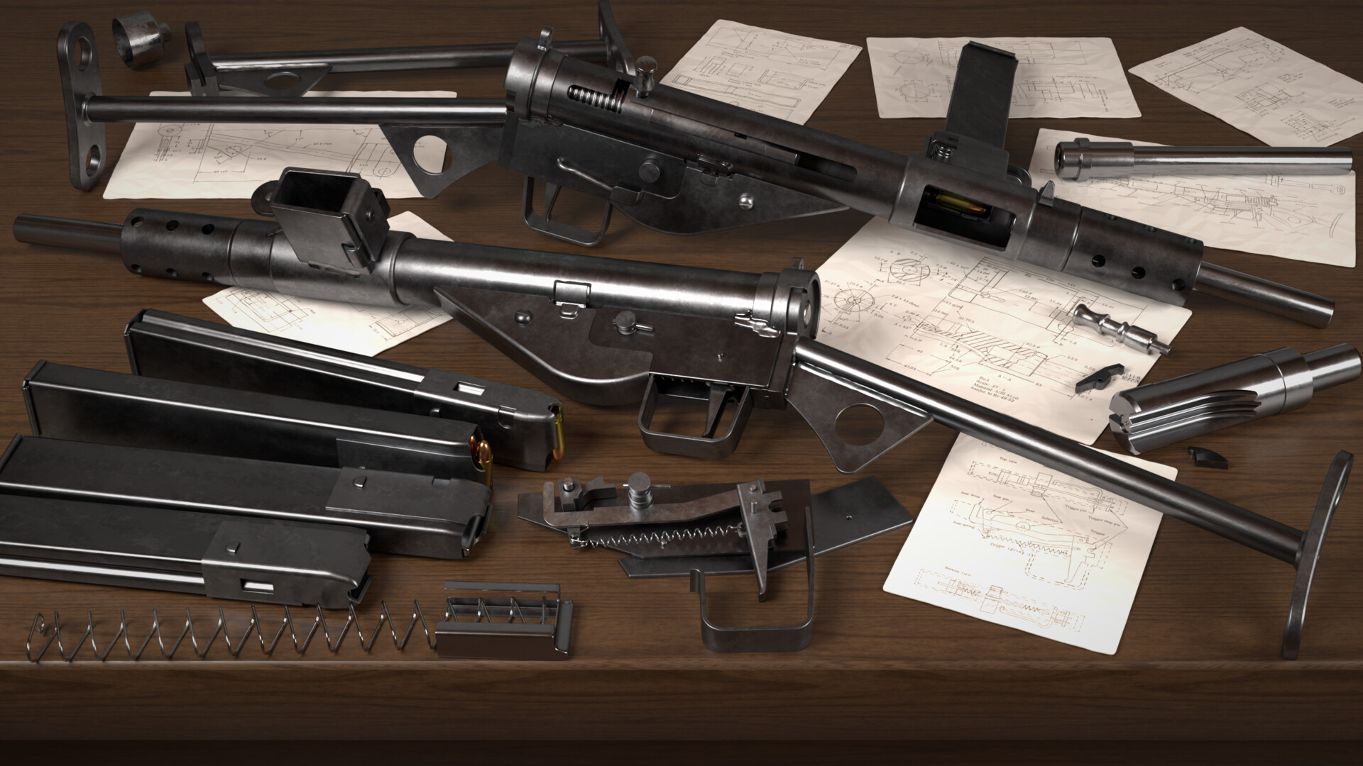 ArtStation - Sten gun mk2 submachine gun