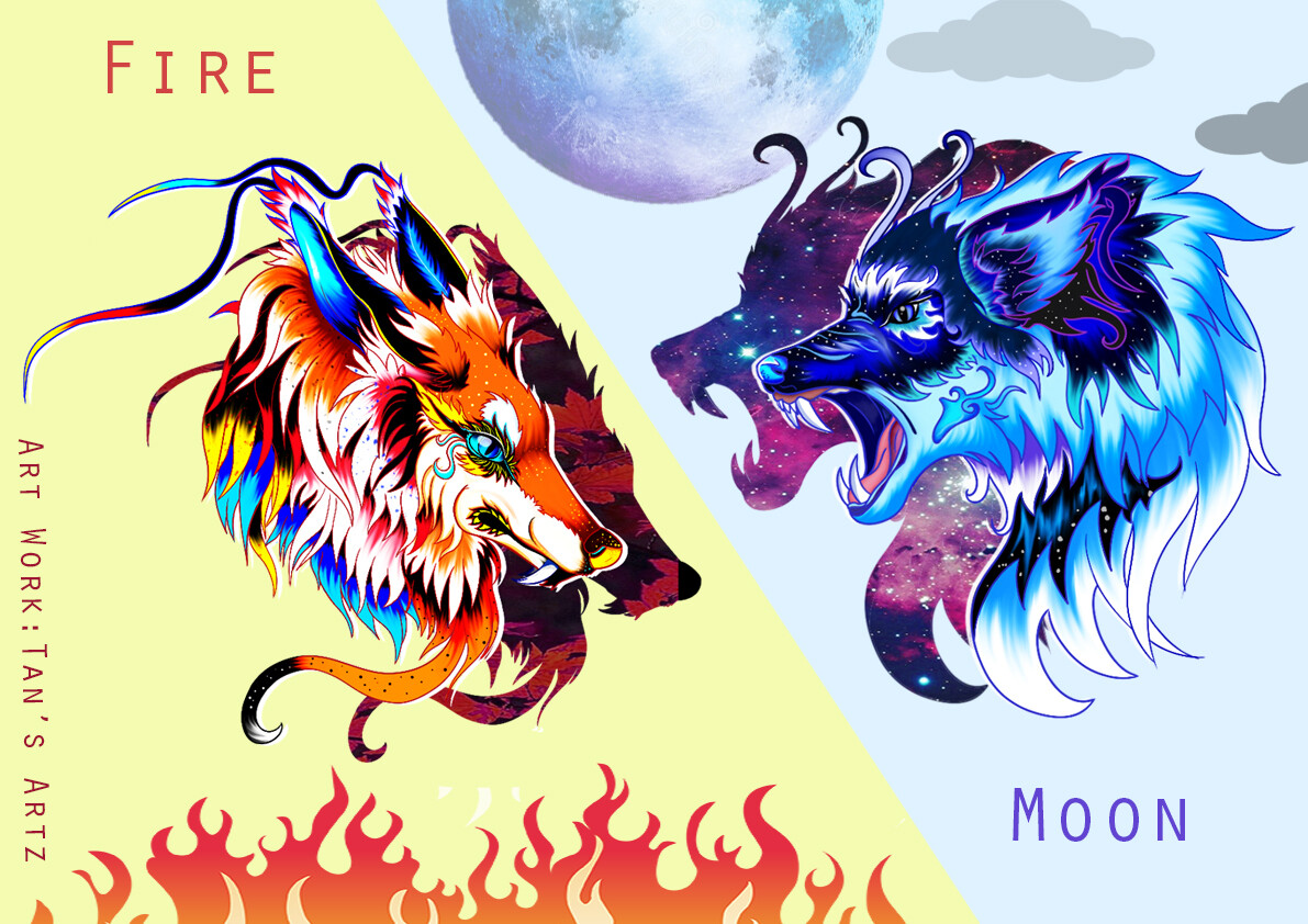 ArtStation - Fire and Moon Wolf