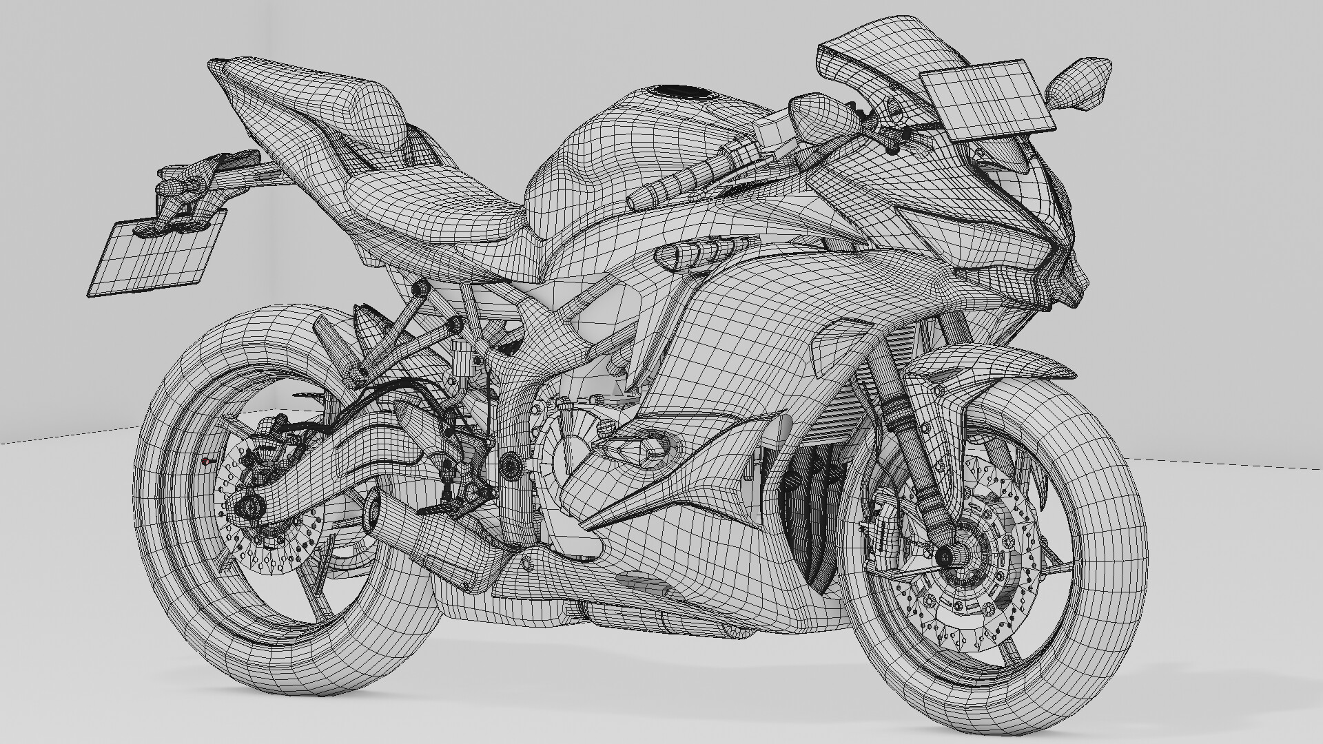 ArtStation - Kawasaki Ninja ZX25R Wireframe Render